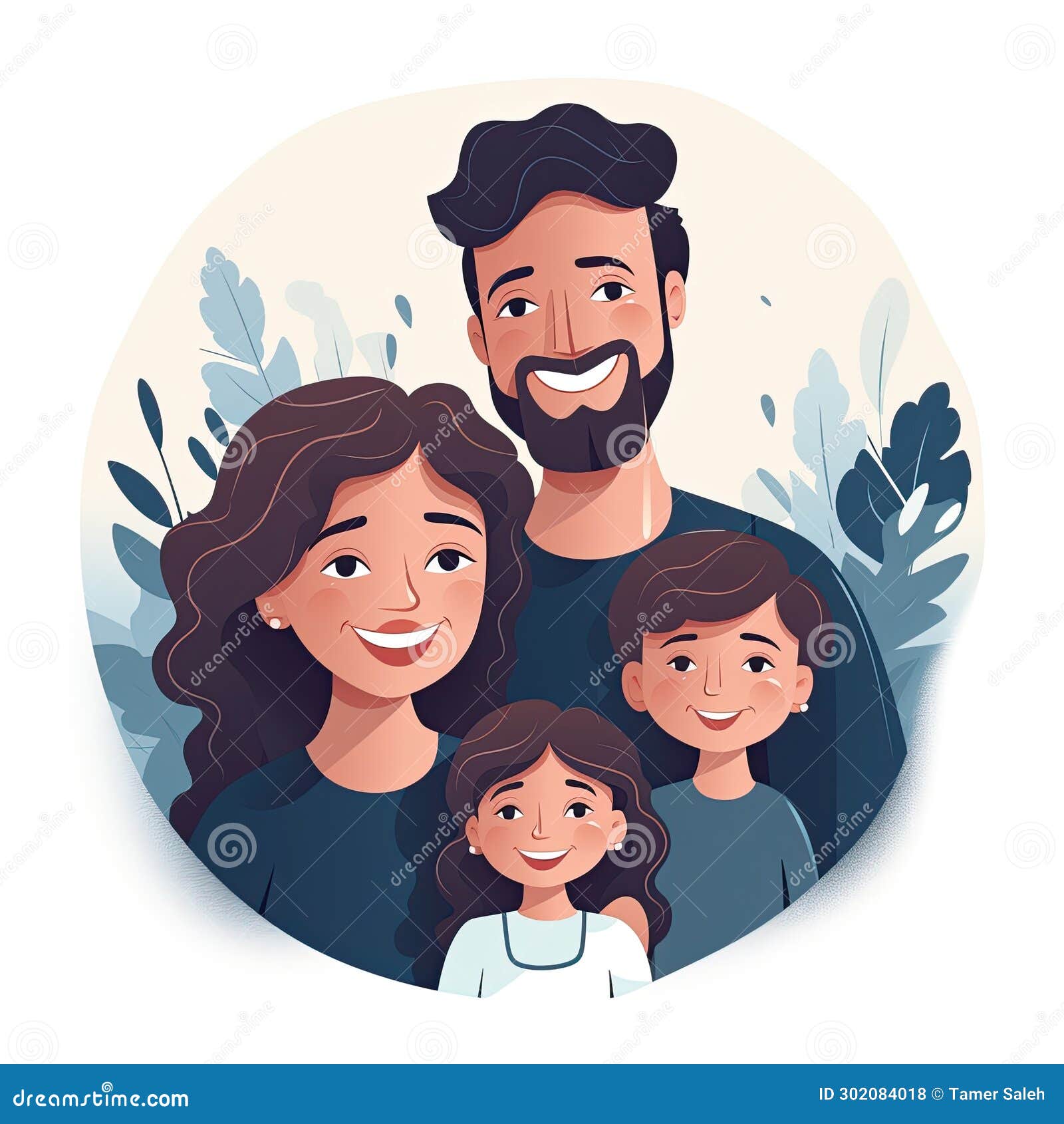 Family Portrait Vector Illustration. Stock Illustration - Illustration ...