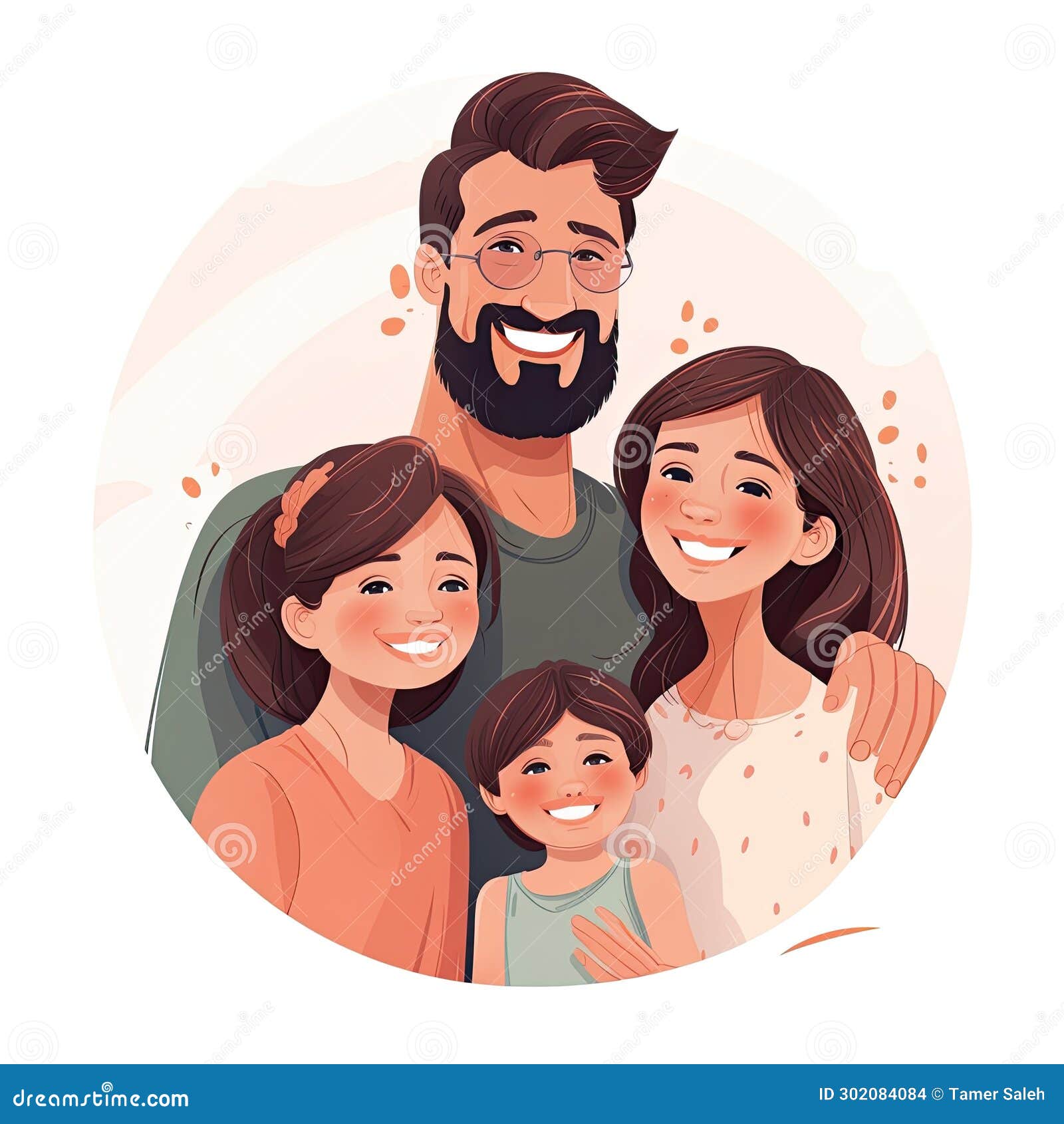 Family Portrait Vector Illustration. Stock Illustration - Illustration ...