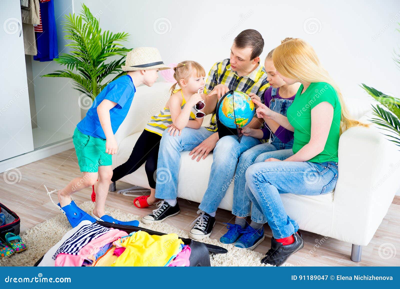 Family Preparing for Adventure Stock Image - Image of happy, plane ...