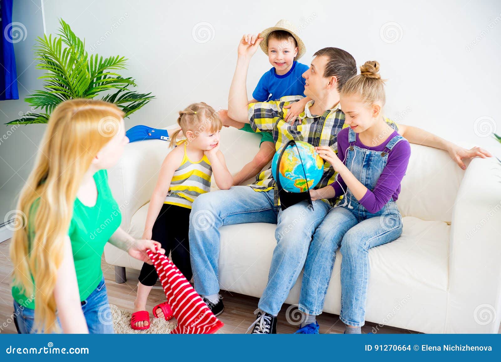 Family Preparing for Adventure Stock Photo - Image of path, globe: 91270664