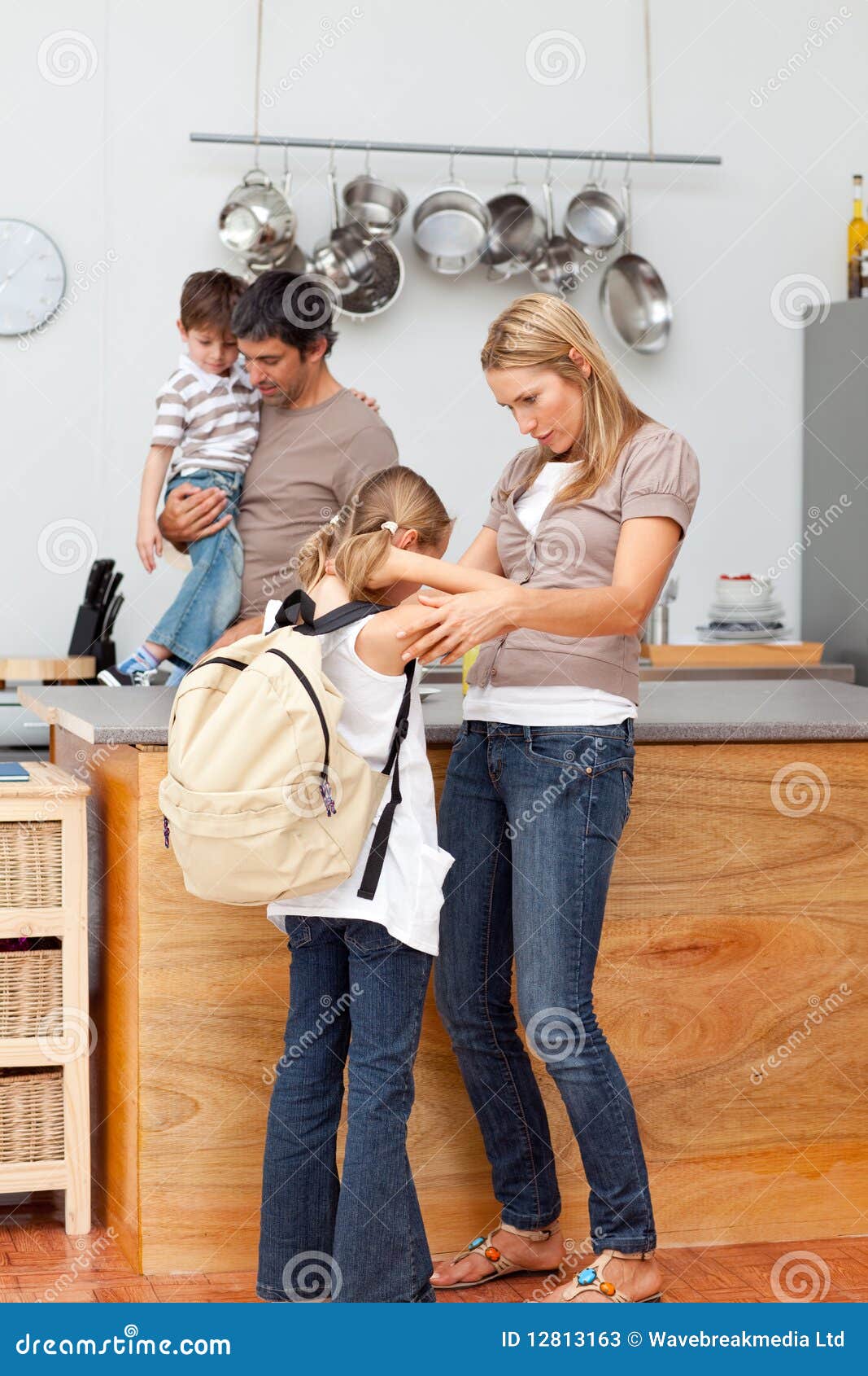 Family Preparing for School Stock Image - Image of daughter, school ...