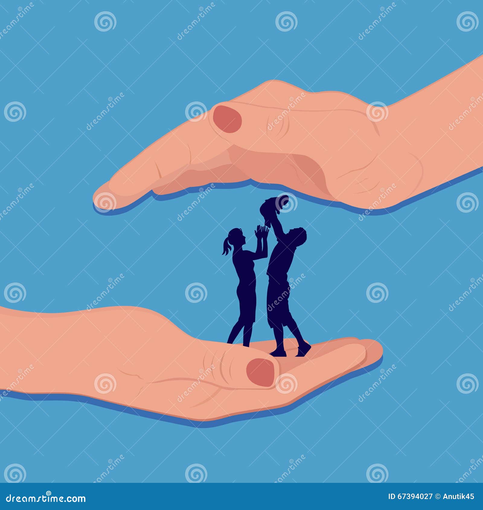 Family Protected by Hands, Vector Illustration Stock Vector ...