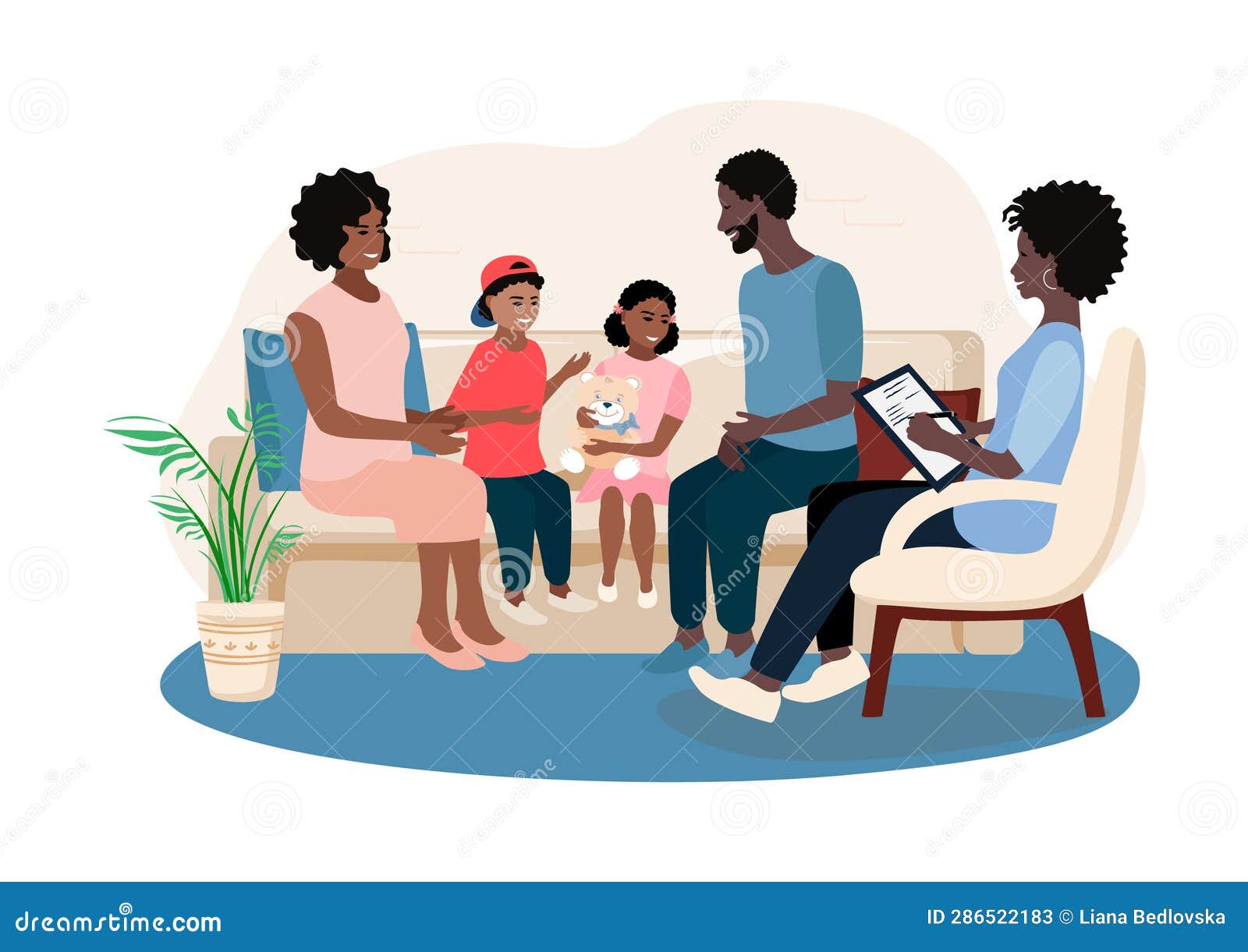 Family with Children is in a Therapy Session in the Office of a Family ...