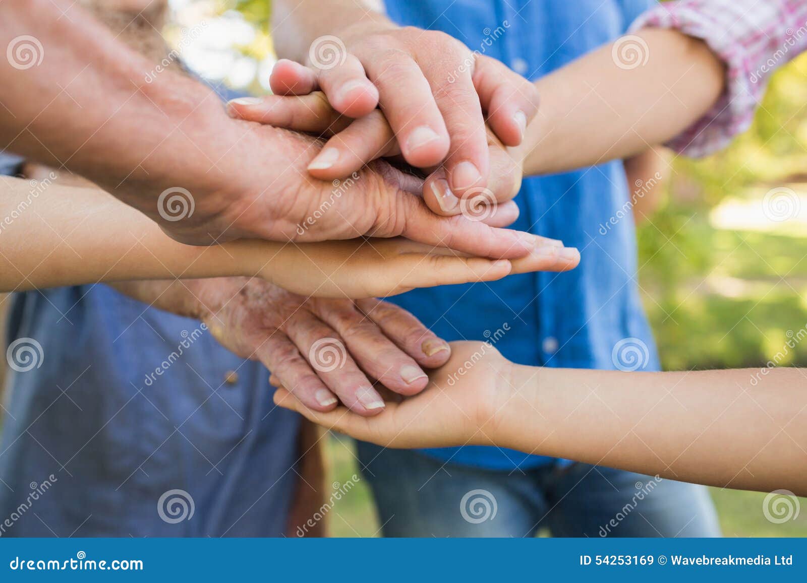 Family Putting Their Hands Together Stock Image - Image of happy, group ...