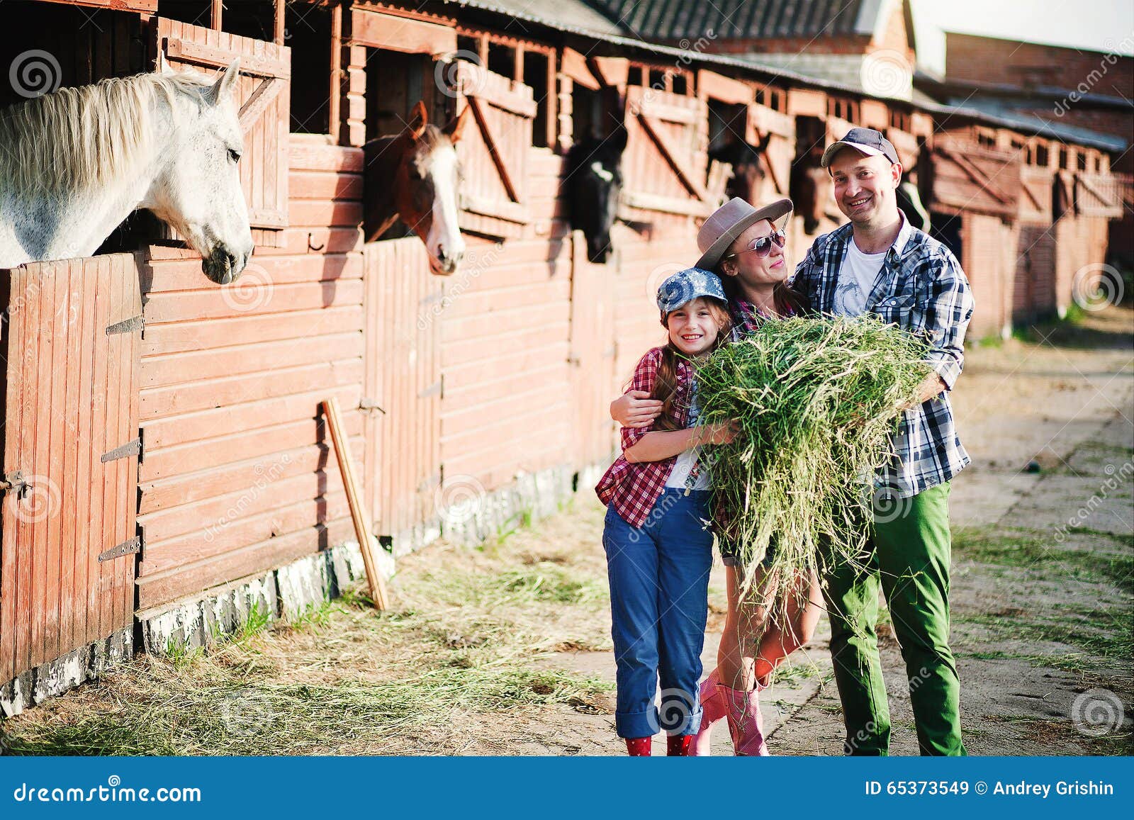 Family on ranch stock image. Image of holiday, farmer - 65373549