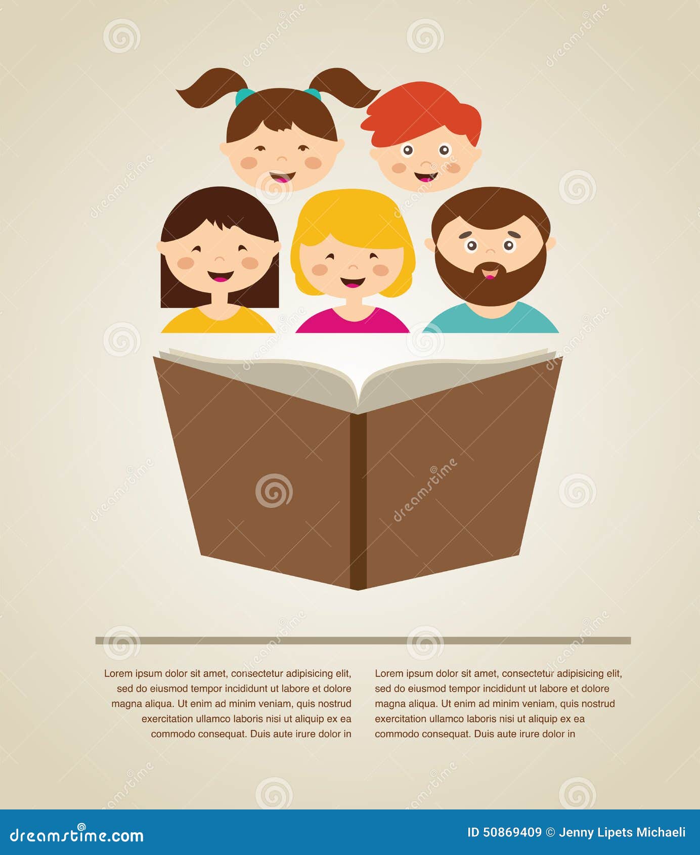 Family Reading a Book. Illustration with Place for Stock Vector ...