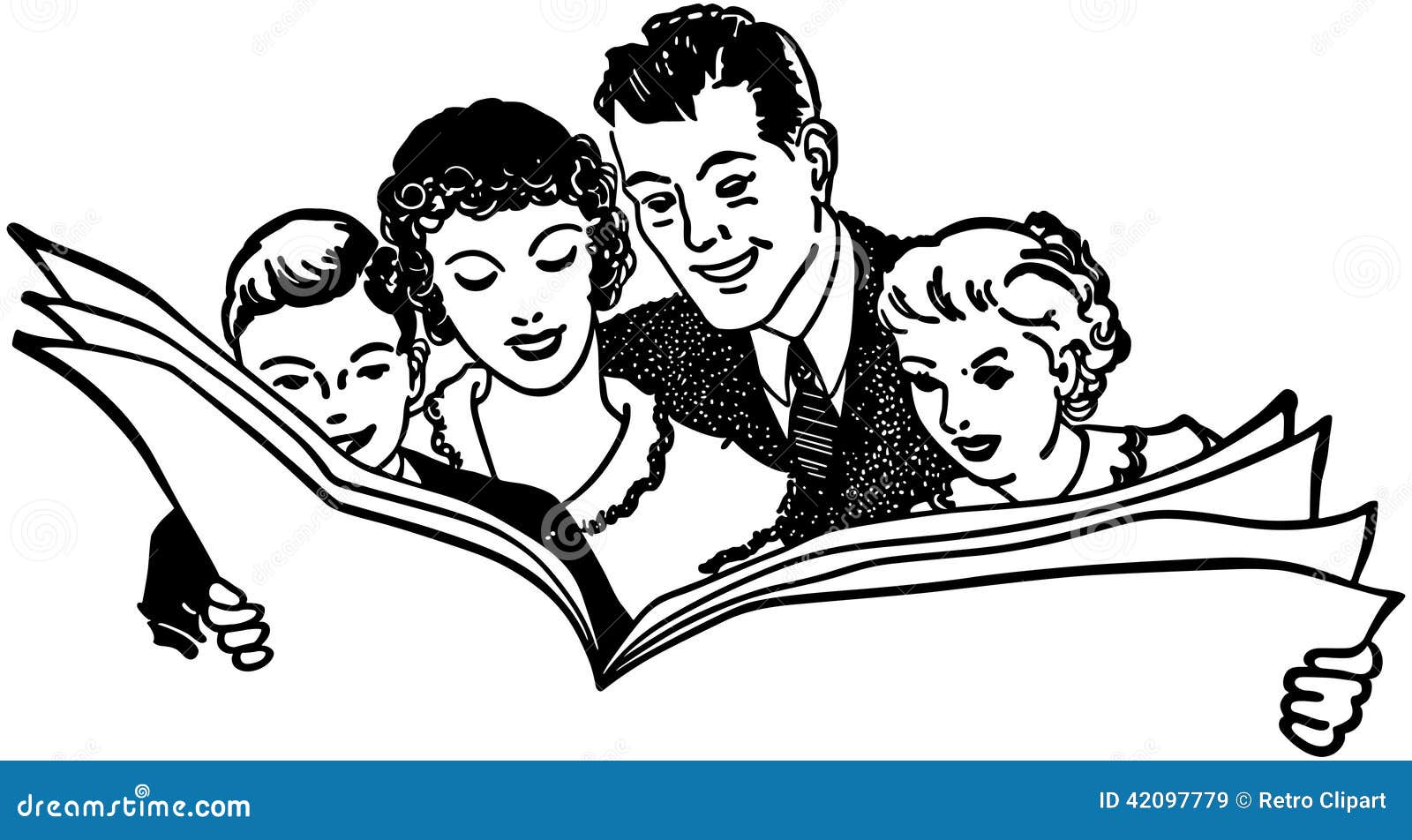Family Reading Newspaper stock vector. Illustration of americana - 42097779