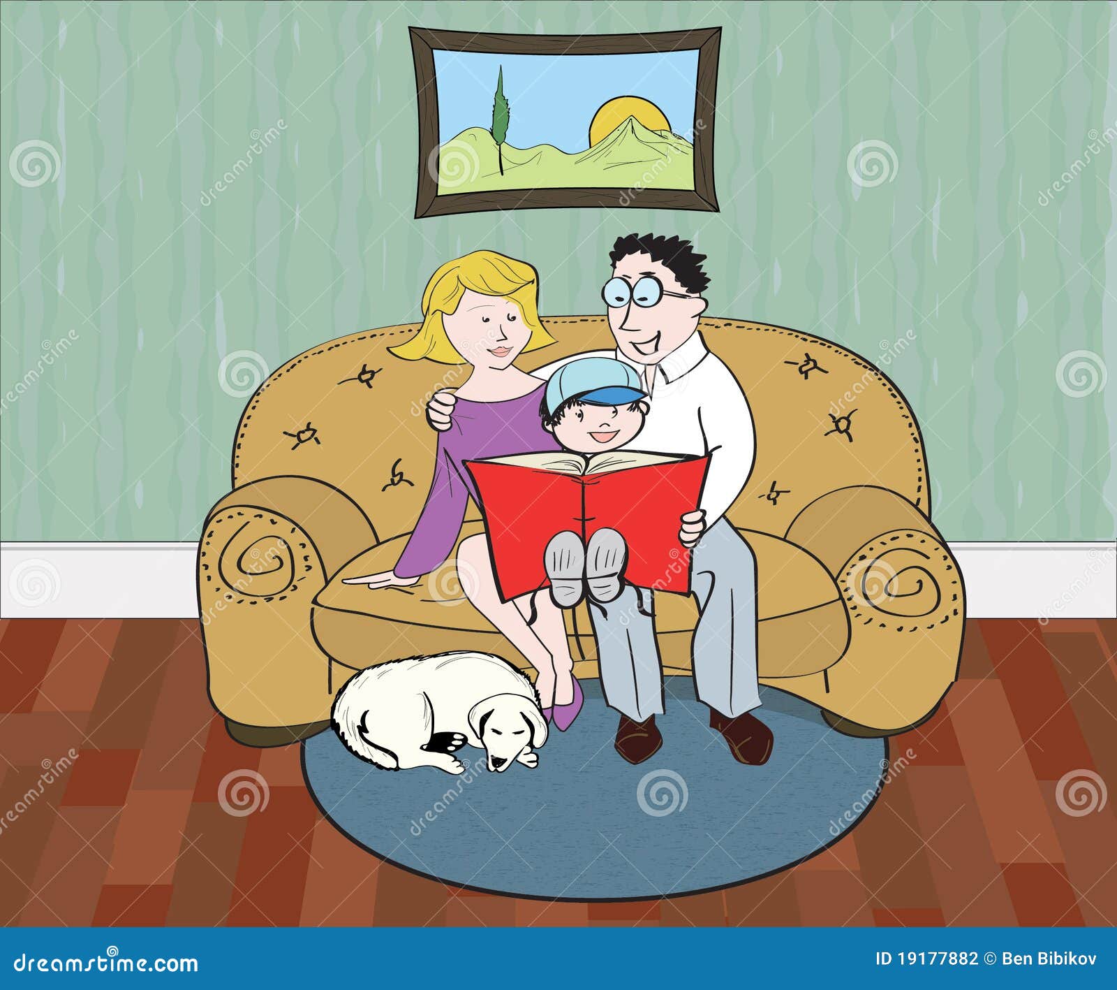 Family Reading Time stock vector. Illustration of enjoying - 19177882