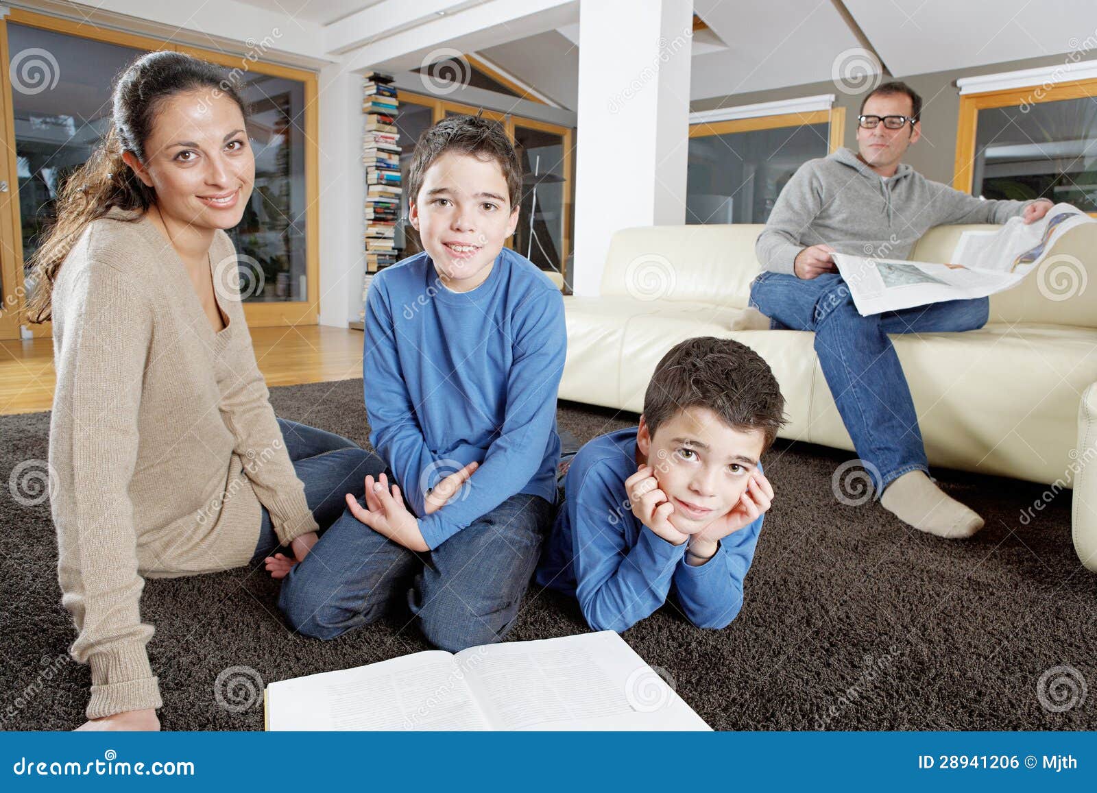 Family reading on weekend stock photo. Image of children - 28941206