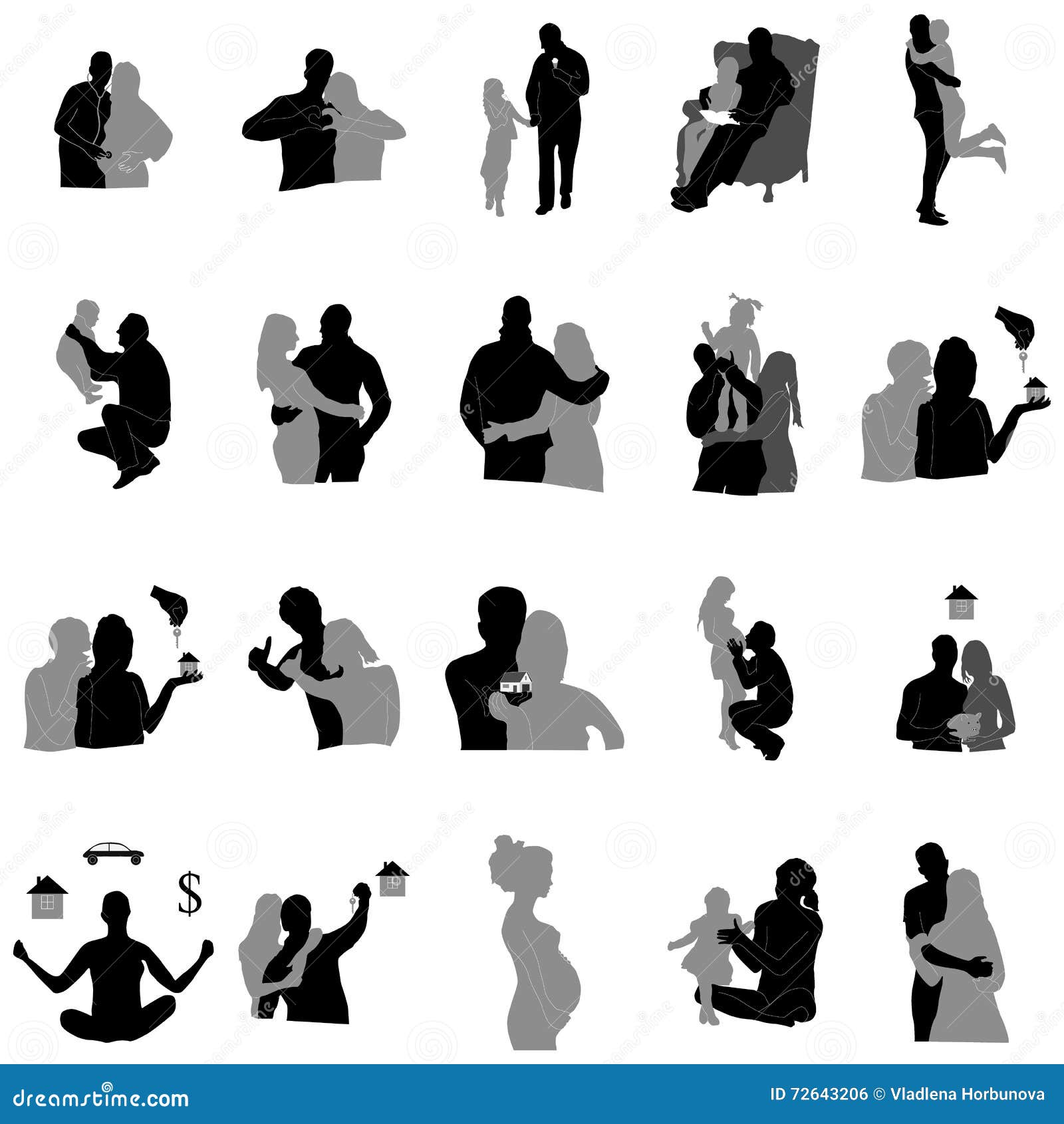 Family Relationships and Silhouettes Stock Vector - Illustration of ...