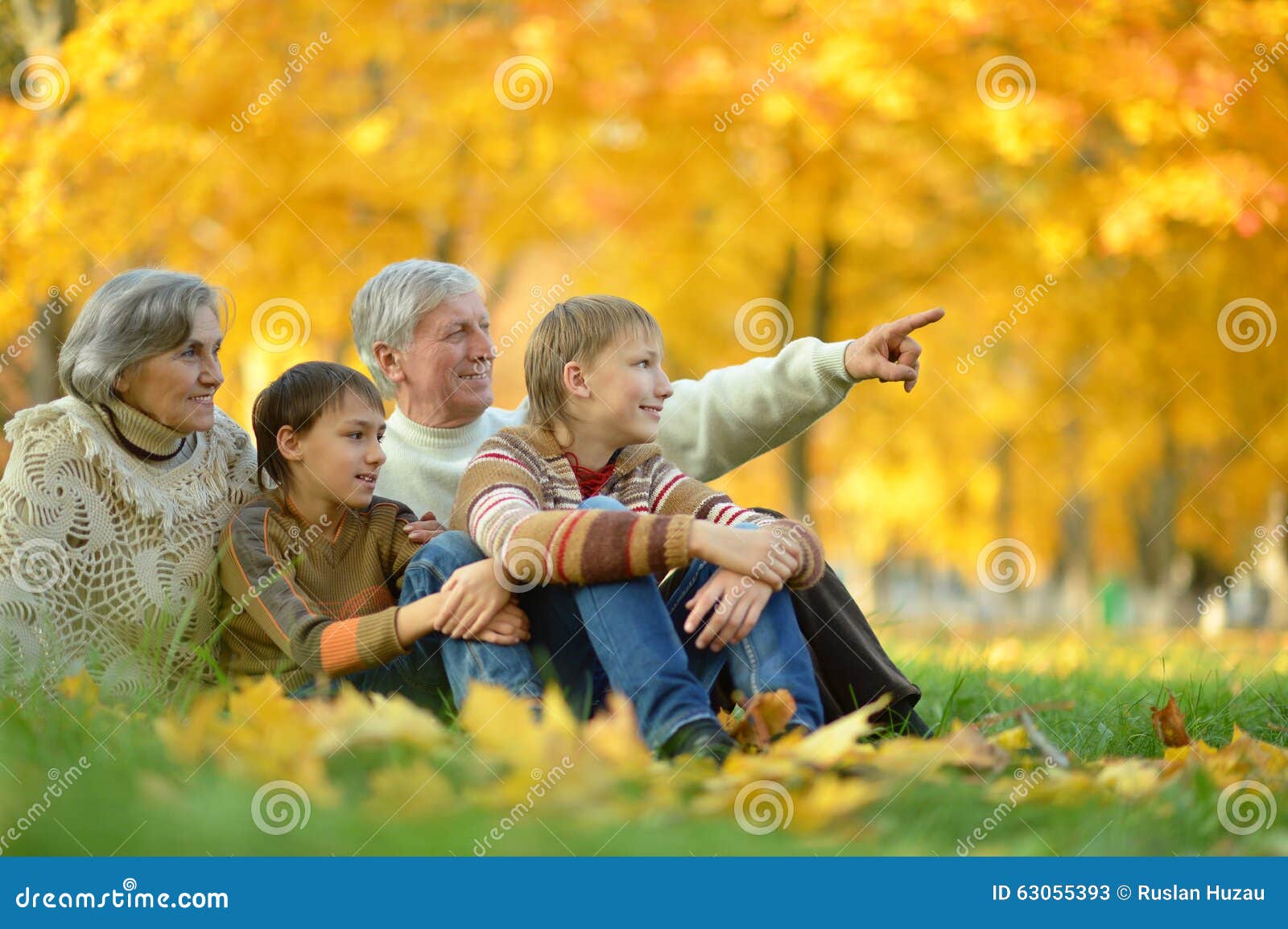 Family Relax in Autumn Park Stock Image - Image of happy, emotion: 63055393