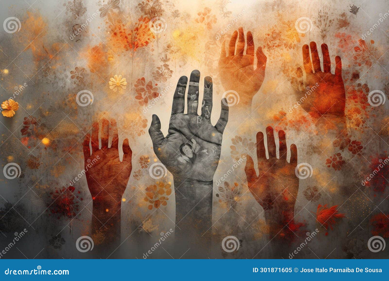 Family Remembrance Collage of Handprints a Stock Illustration ...