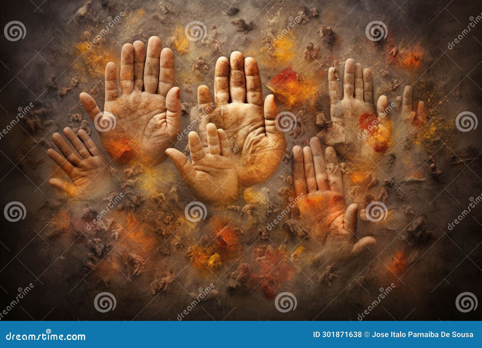 Family Remembrance Collage of Handprints a Stock Illustration ...