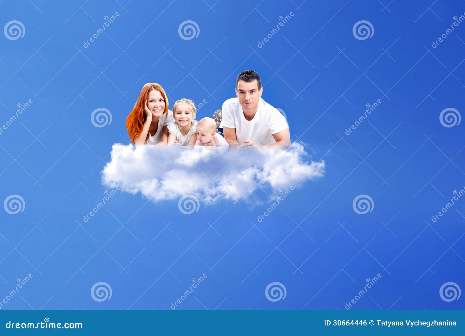 Family resting on a cloud stock photo. Image of activity - 30664446
