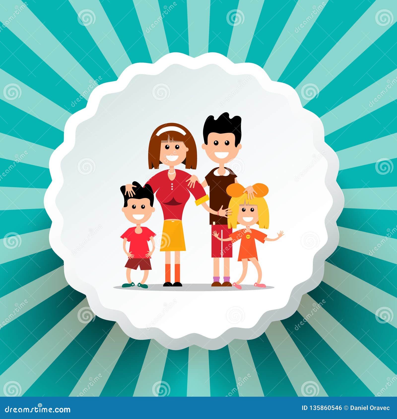 Family on Retro Vector Background Stock Vector - Illustration of ...