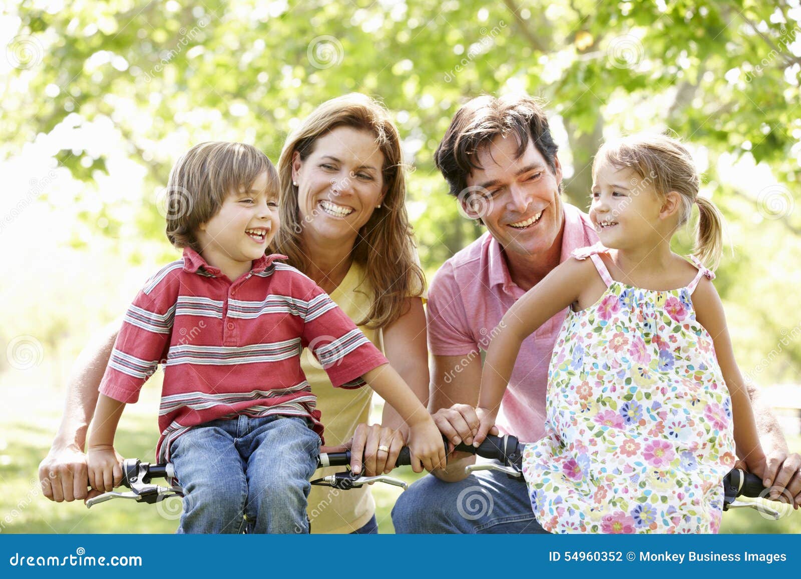 Family riding bikes stock photo. Image of child, daughter - 54960352