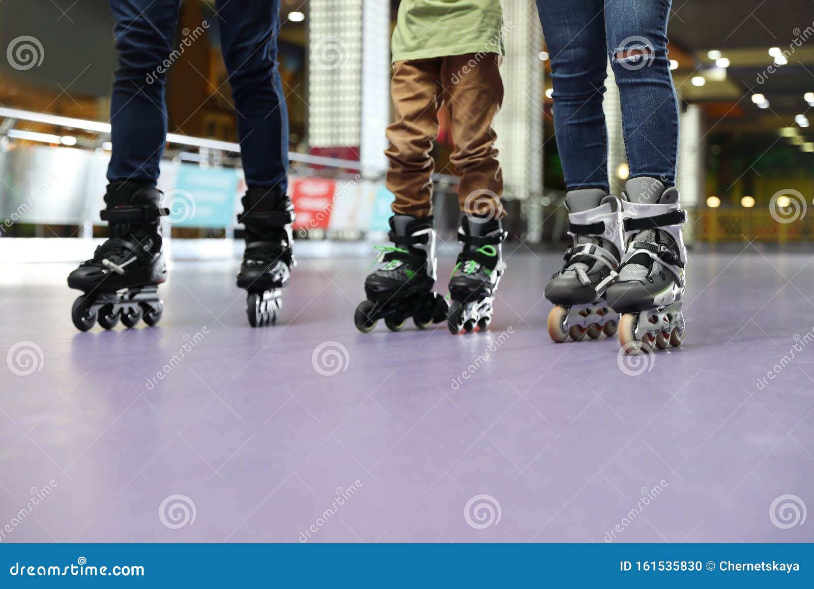 Family at Roller Skating Rink, Closeup Stock Photo - Image of active ...