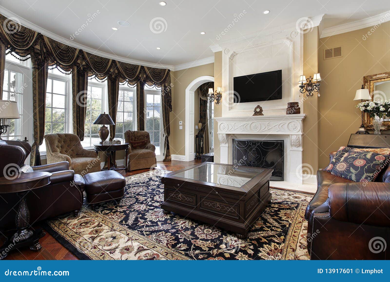 Family room with fireplace stock image. Image of decor - 13917601
