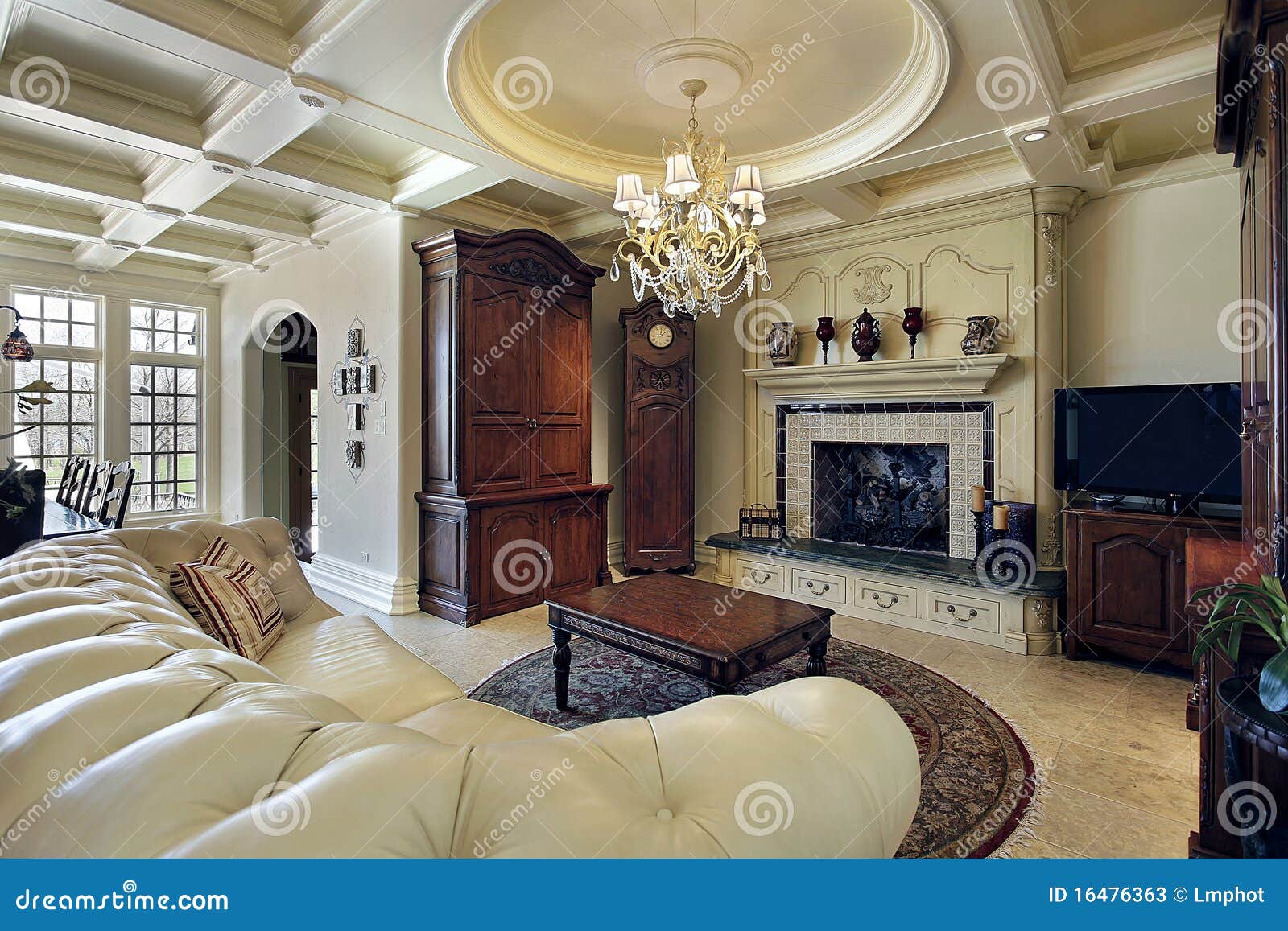 Family room with fireplace stock image. Image of estate - 16476363