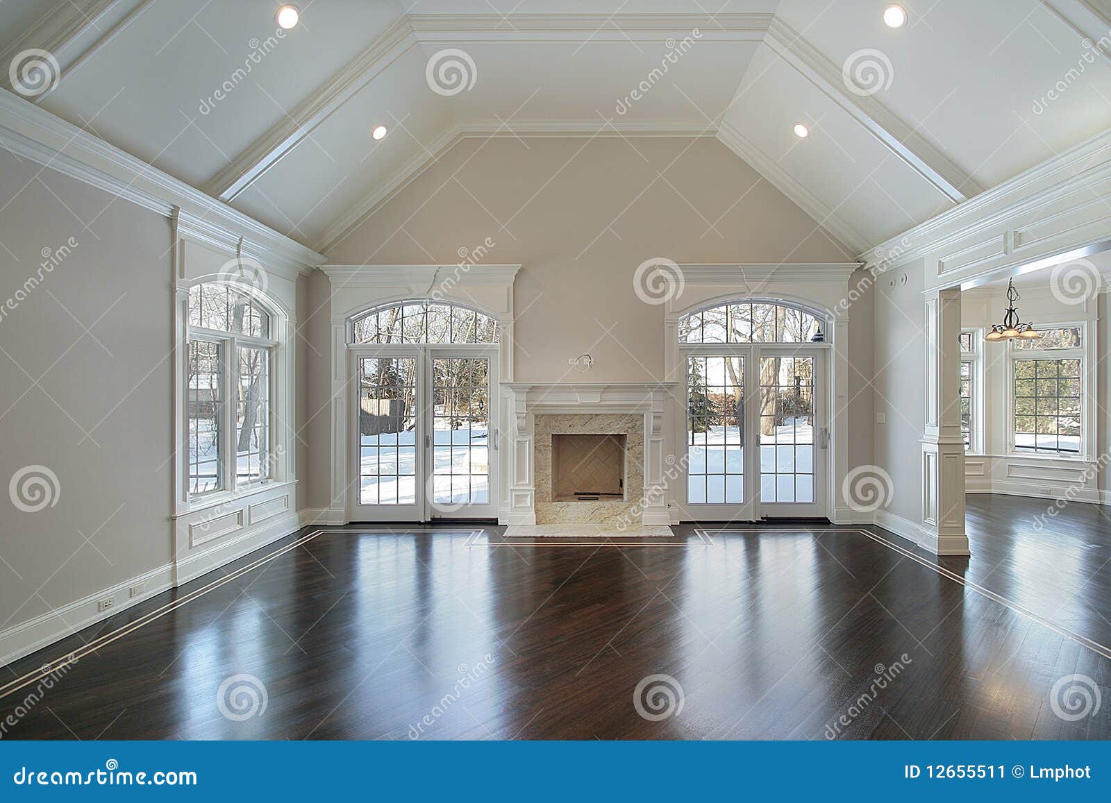 Family Room with Outside View Stock Image - Image of lamp, decor: 12655511