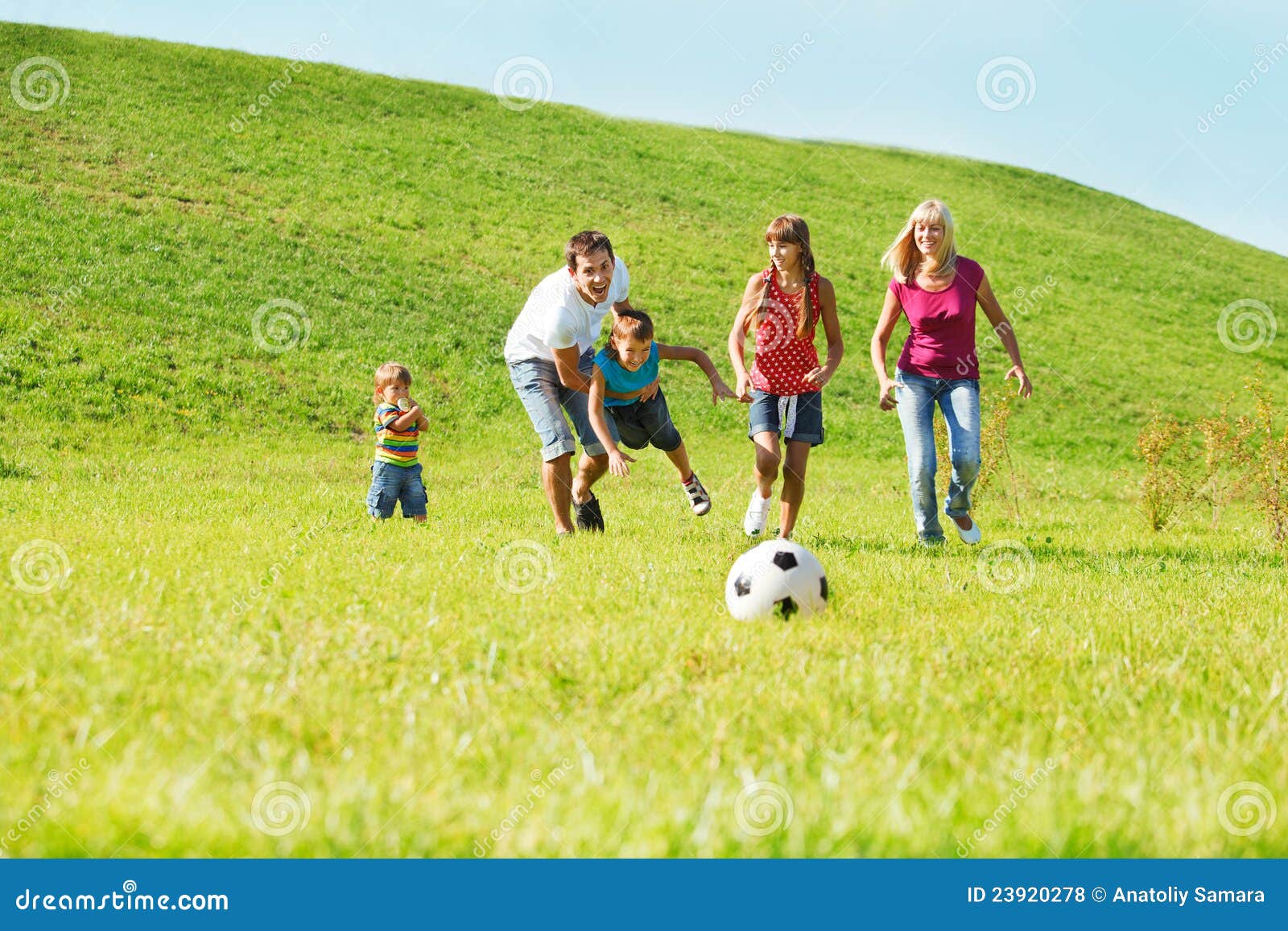 Family running stock photo. Image of laughing, grass - 23920278