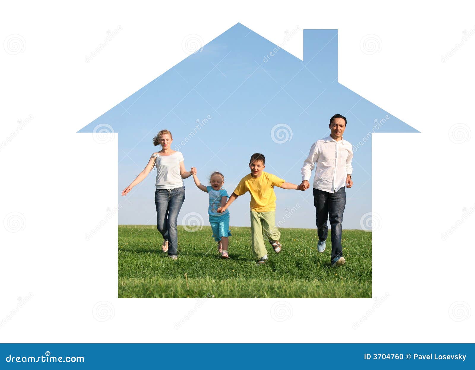 Family Running in Dream House Stock Photo - Image of couple, group: 3704760