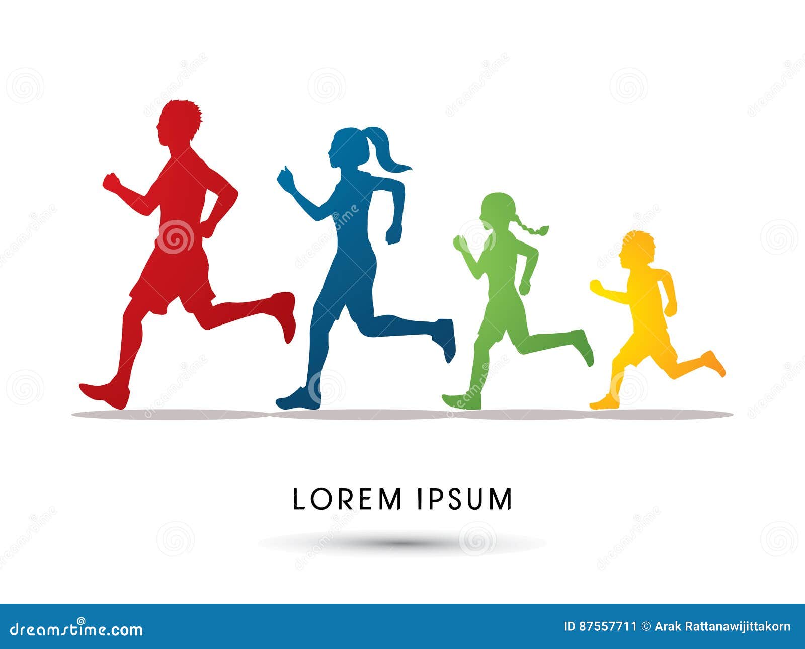 Family running silhouettes stock vector. Illustration of love - 87557711