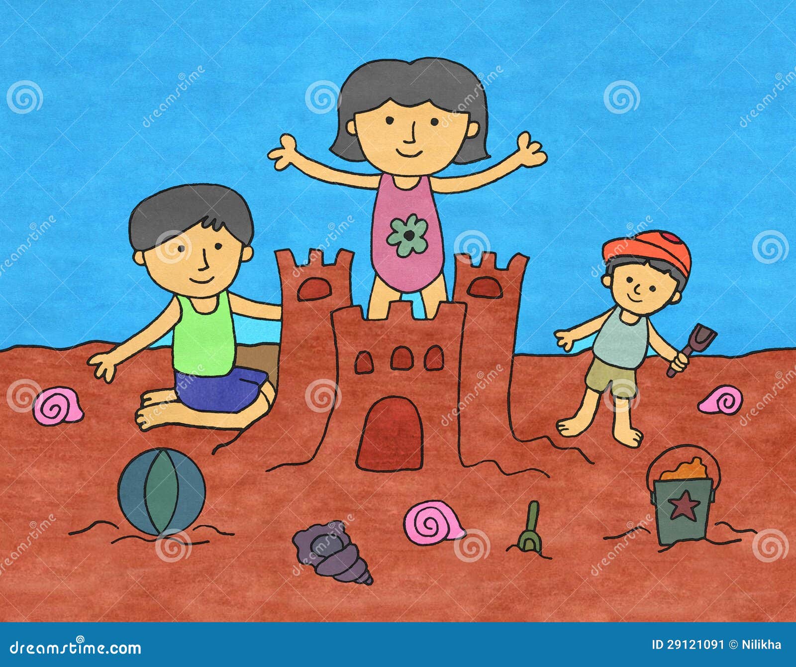Family sand castle stock illustration. Illustration of mother - 29121091