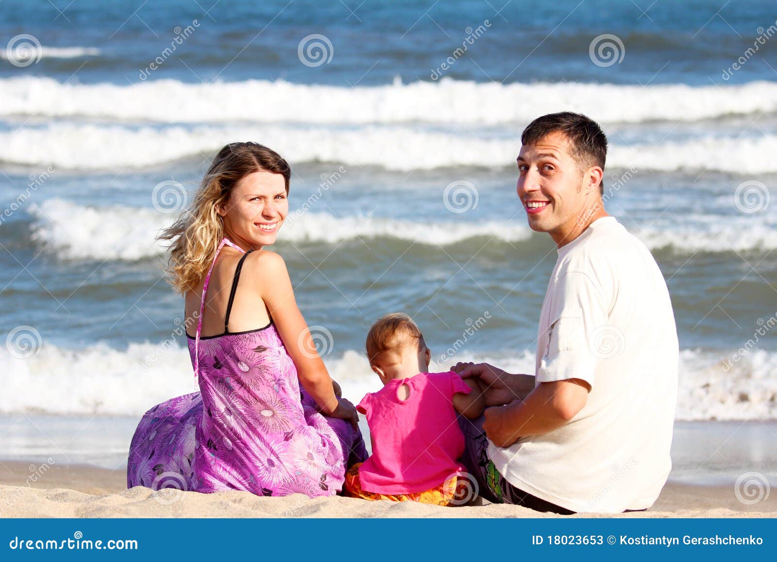Family on the sea stock image. Image of generation, loving - 18023653