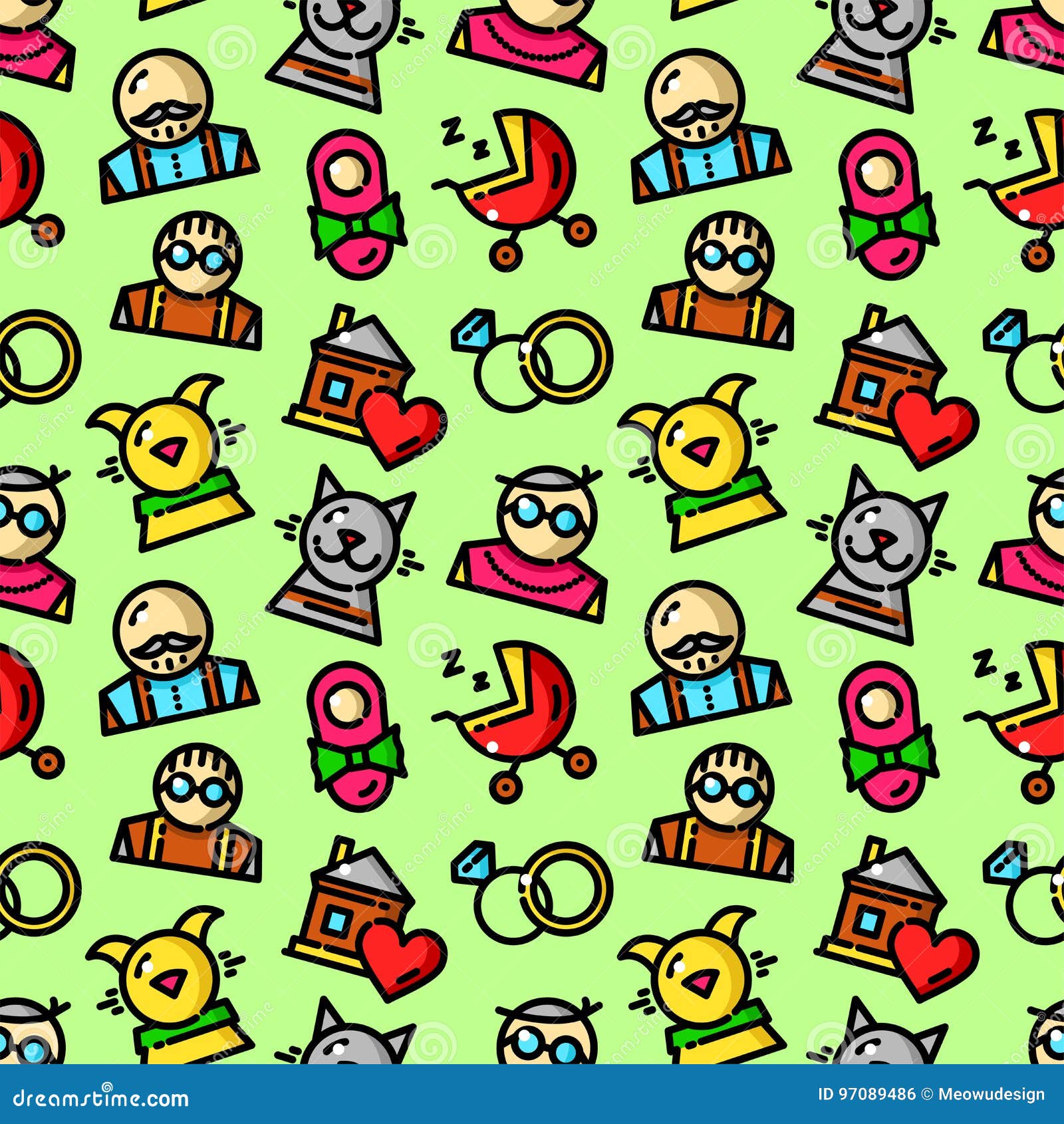 Family Seamless Pattern Vector Illustration Stock Vector - Illustration ...