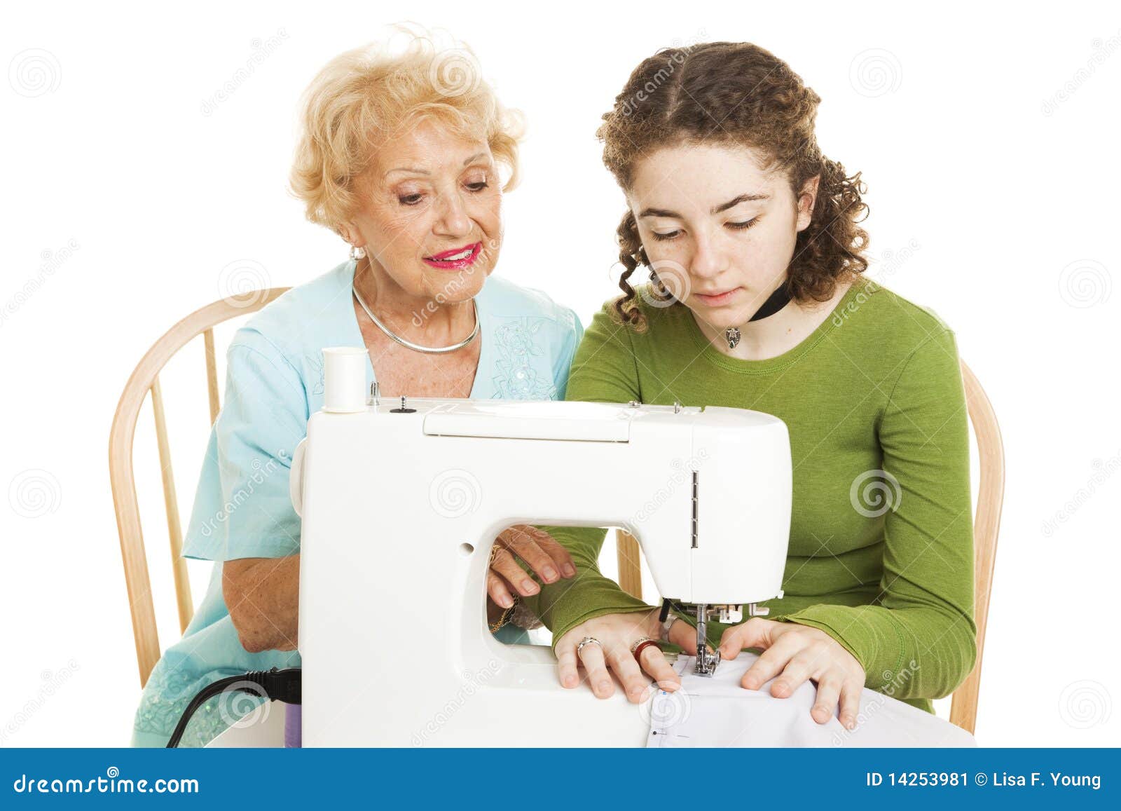 Family Sewing Lesson stock image. Image of appliance - 14253981