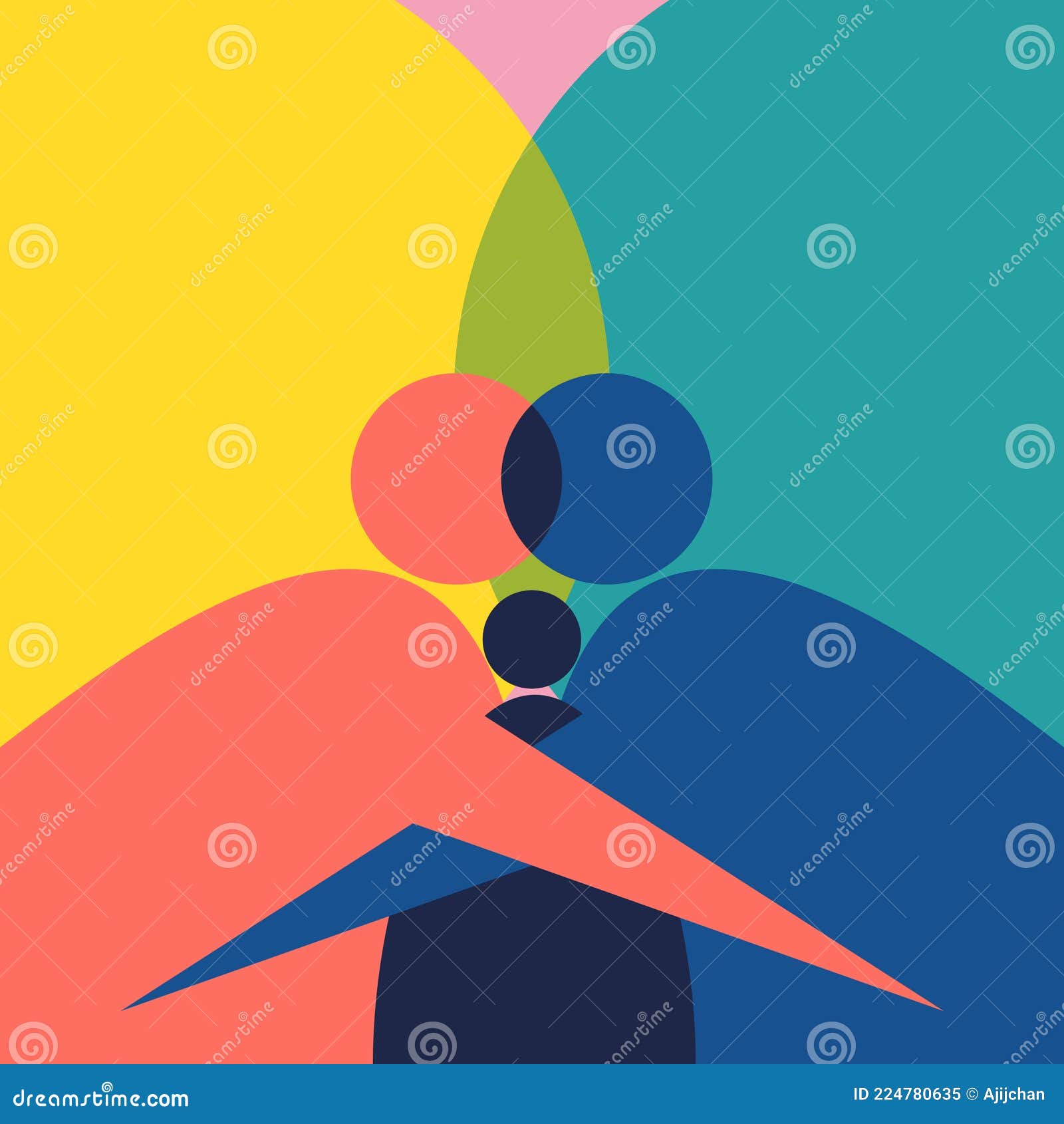 Human Shapes Hugging Together. Concept of a Happy Family Stock Vector ...