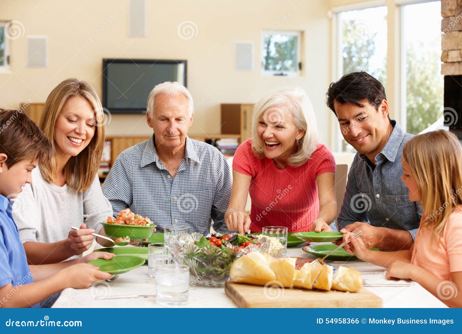Family sharing meal stock photo. Image of adult, helping - 54958366