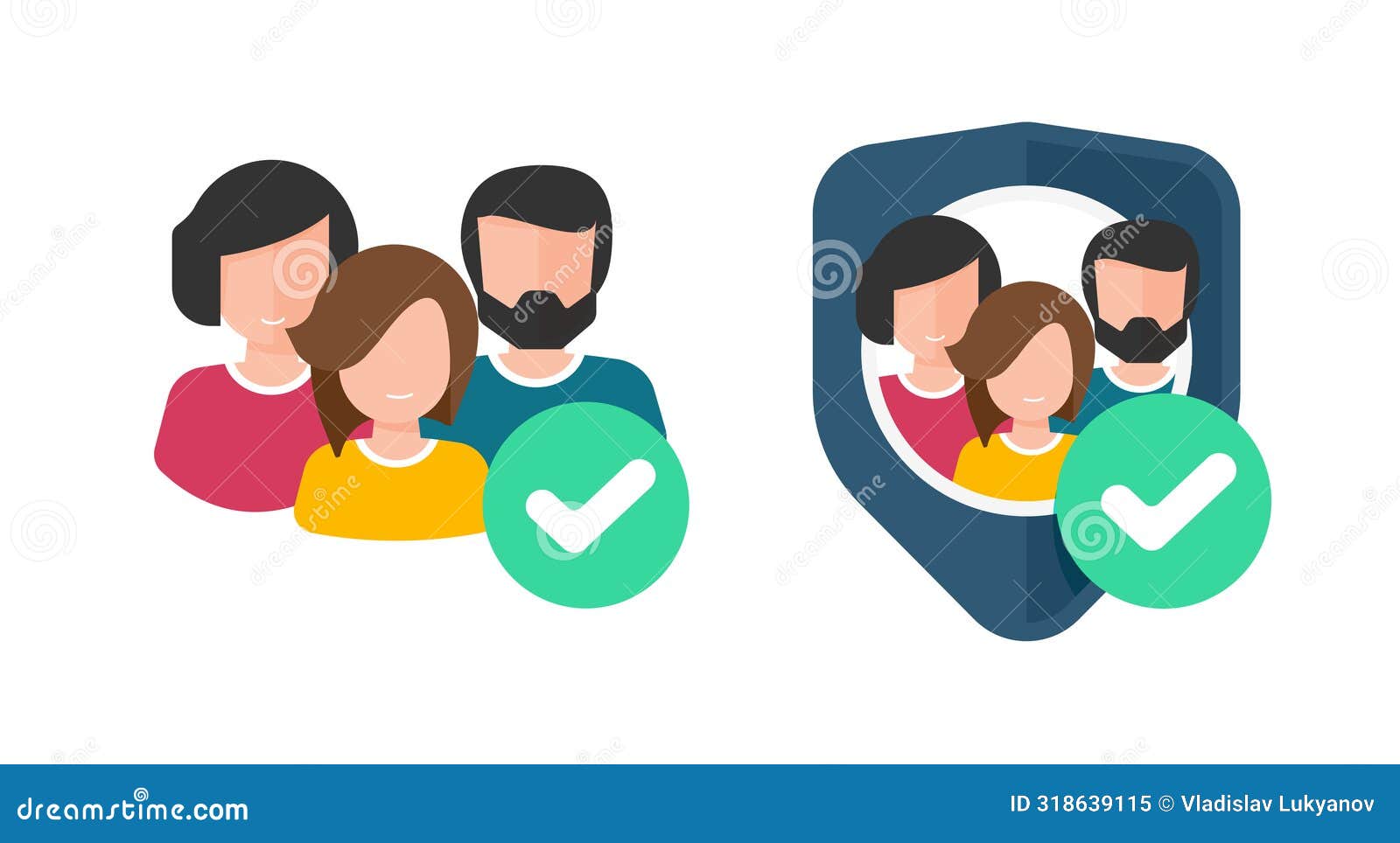 Family Shield Secure Protection Icon Vector Graphic Illustration Set ... Family Shield Secure Protection Icon Vector Graphic Illustration Set ...