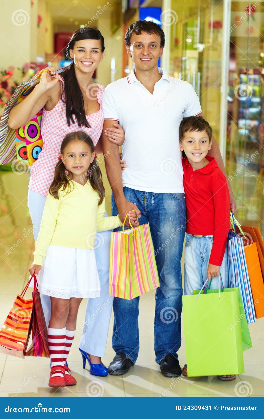 Family of shoppers stock image. Image of daughter, customer - 24309431