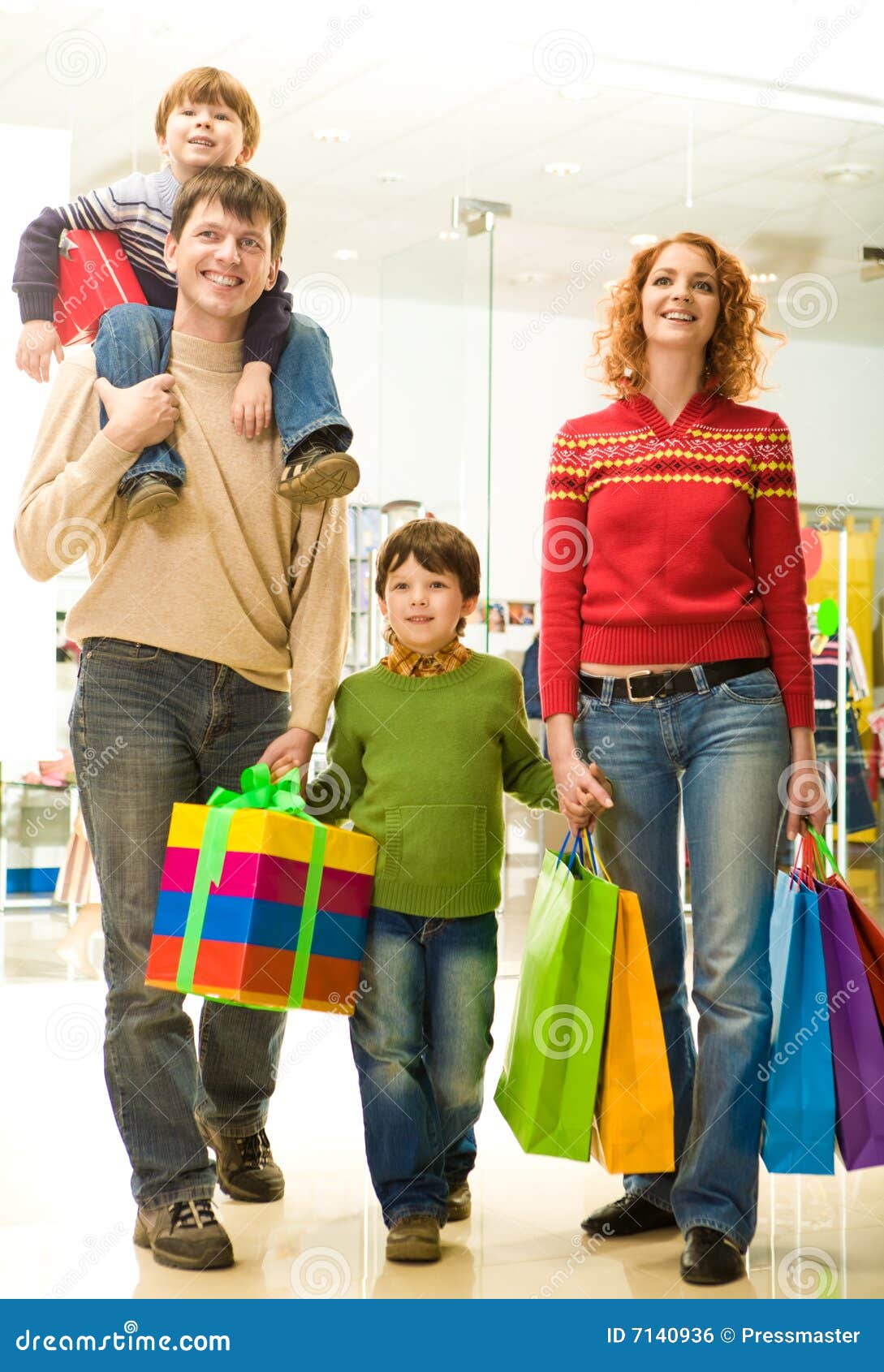 Family shopping stock photo. Image of cheerful, holding - 7140936