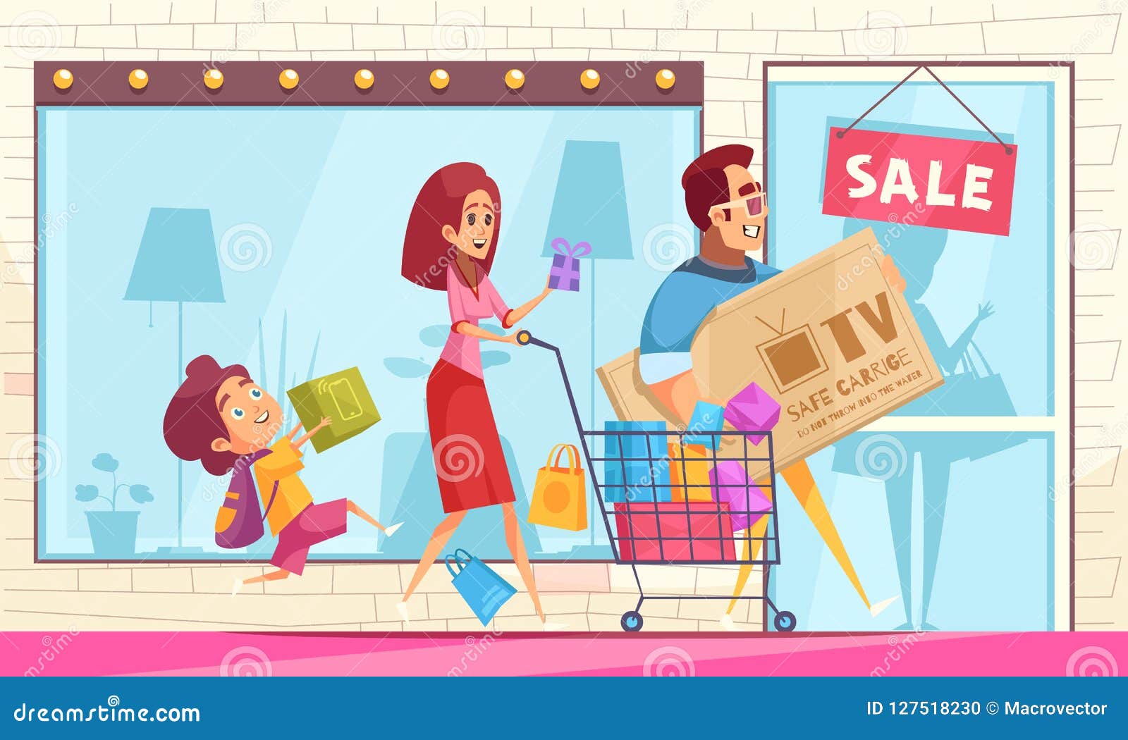 Family Shopping Mania Composition Stock Vector - Illustration of choose ...