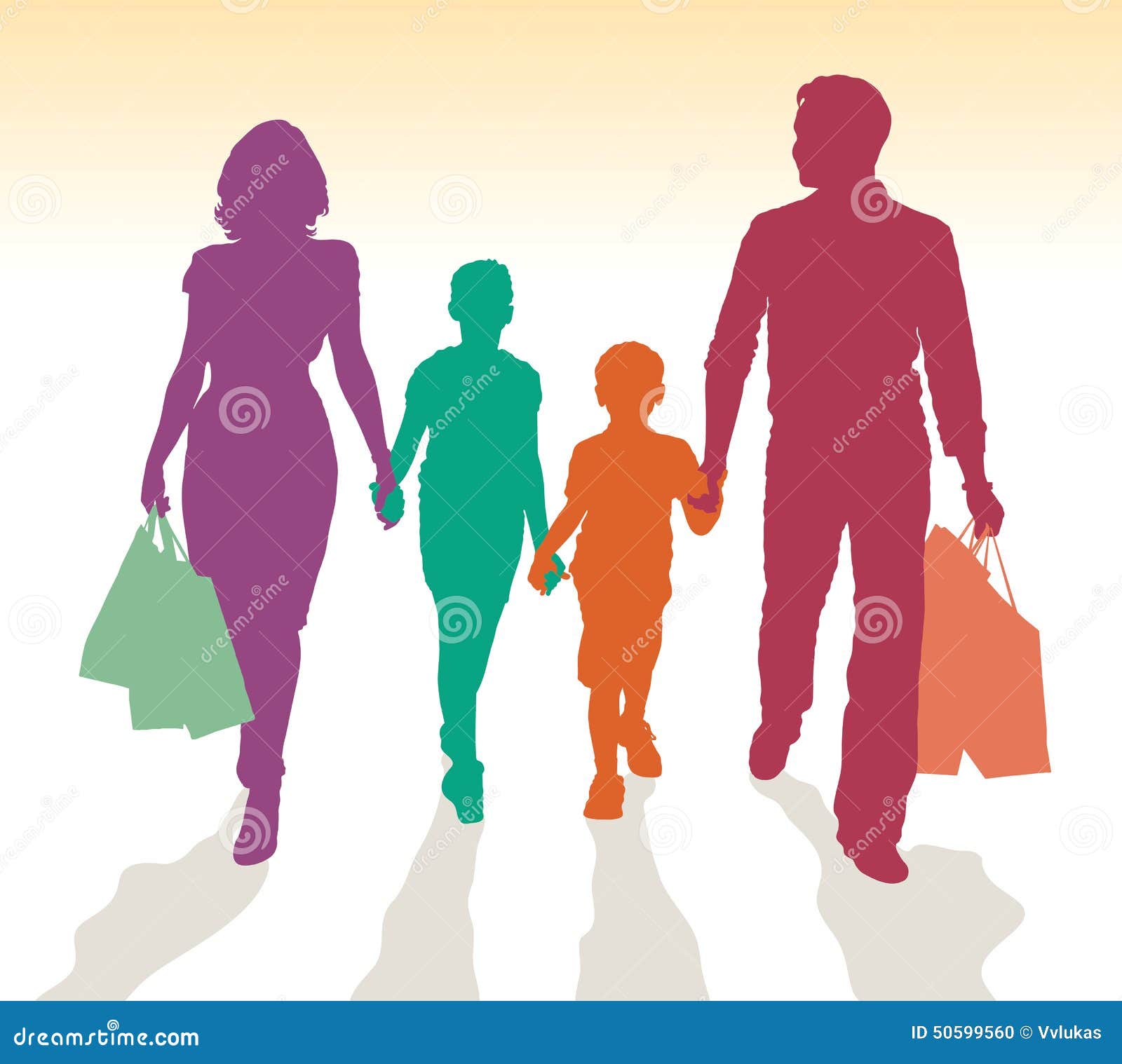 Family Shopping Silhouettes Stock Vector - Illustration of weekend ...