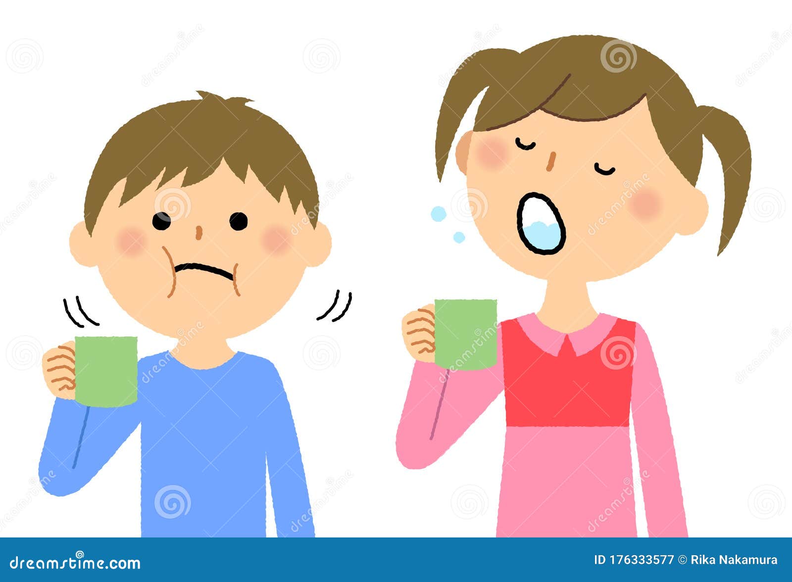 Illustration of Boy and Girl Gargle. Stock Vector - Illustration of ...