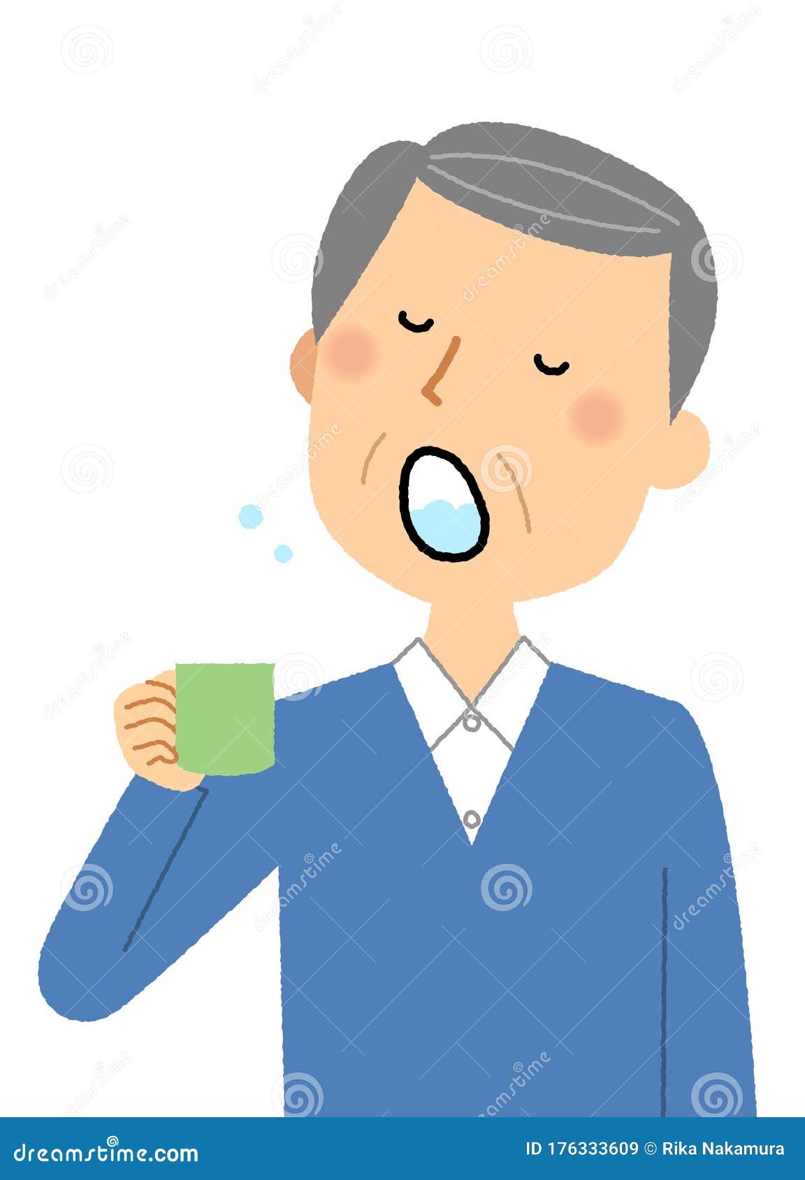 Illustration of an Elderly Man Gargle Stock Vector - Illustration of ...