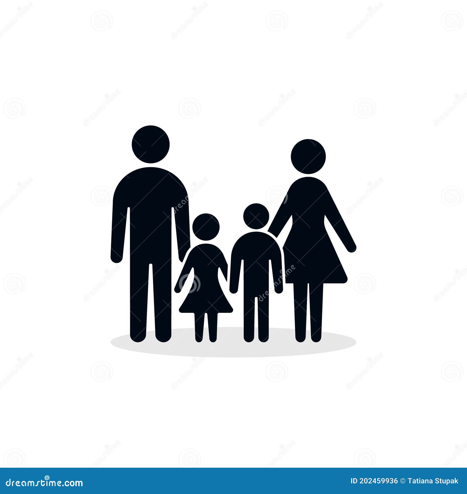 Family Silhouette Icon, Vector Isolated Simple Family Flat Design ...