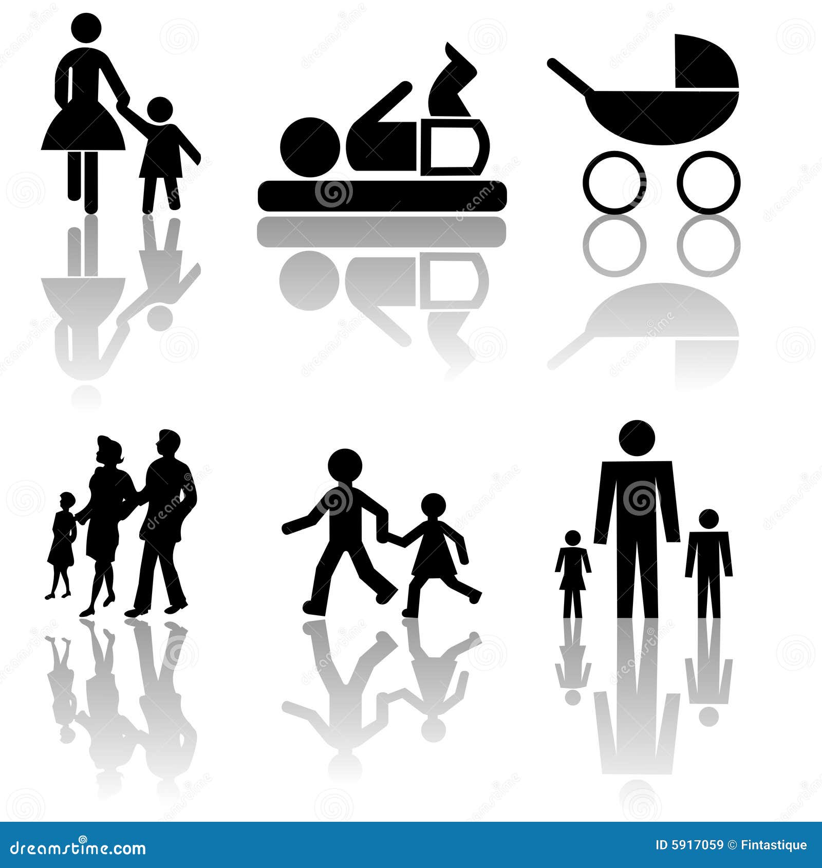 Family Silhouettes with Shadow Stock Illustration - Illustration of ...