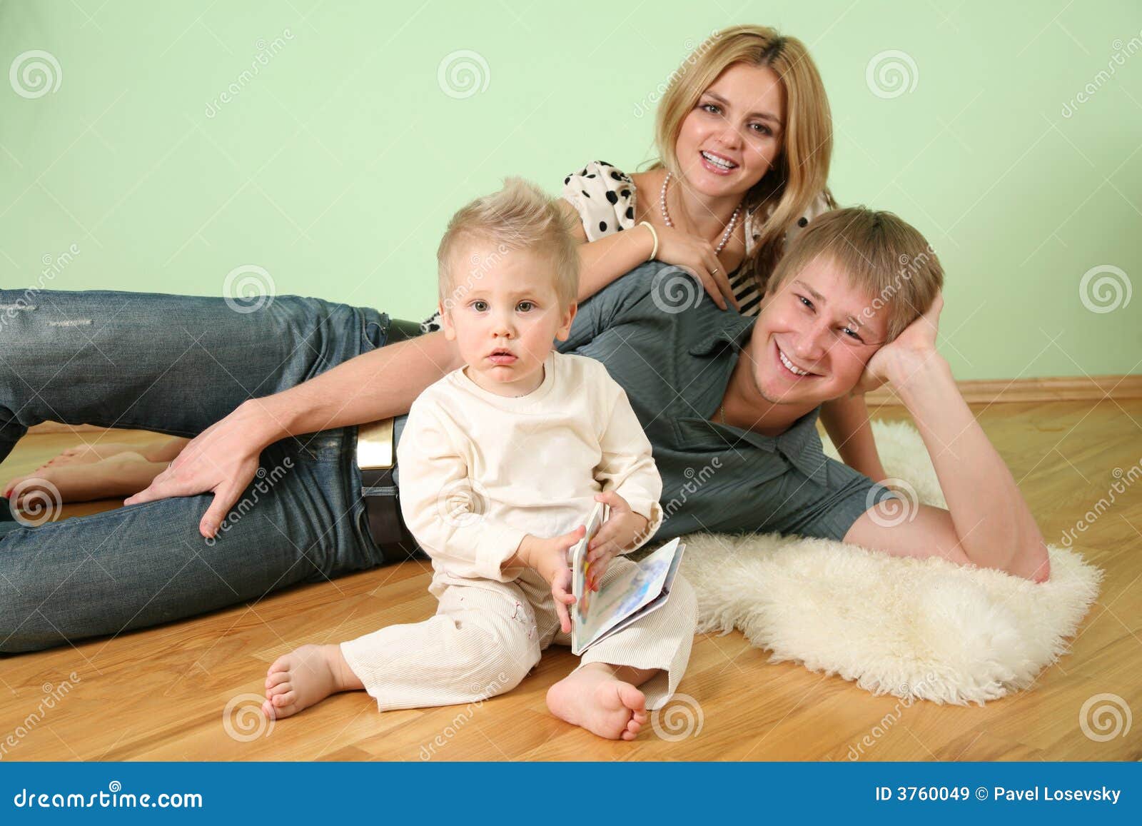 Family Sit in the Room on Floor Stock Image - Image of life, female ...