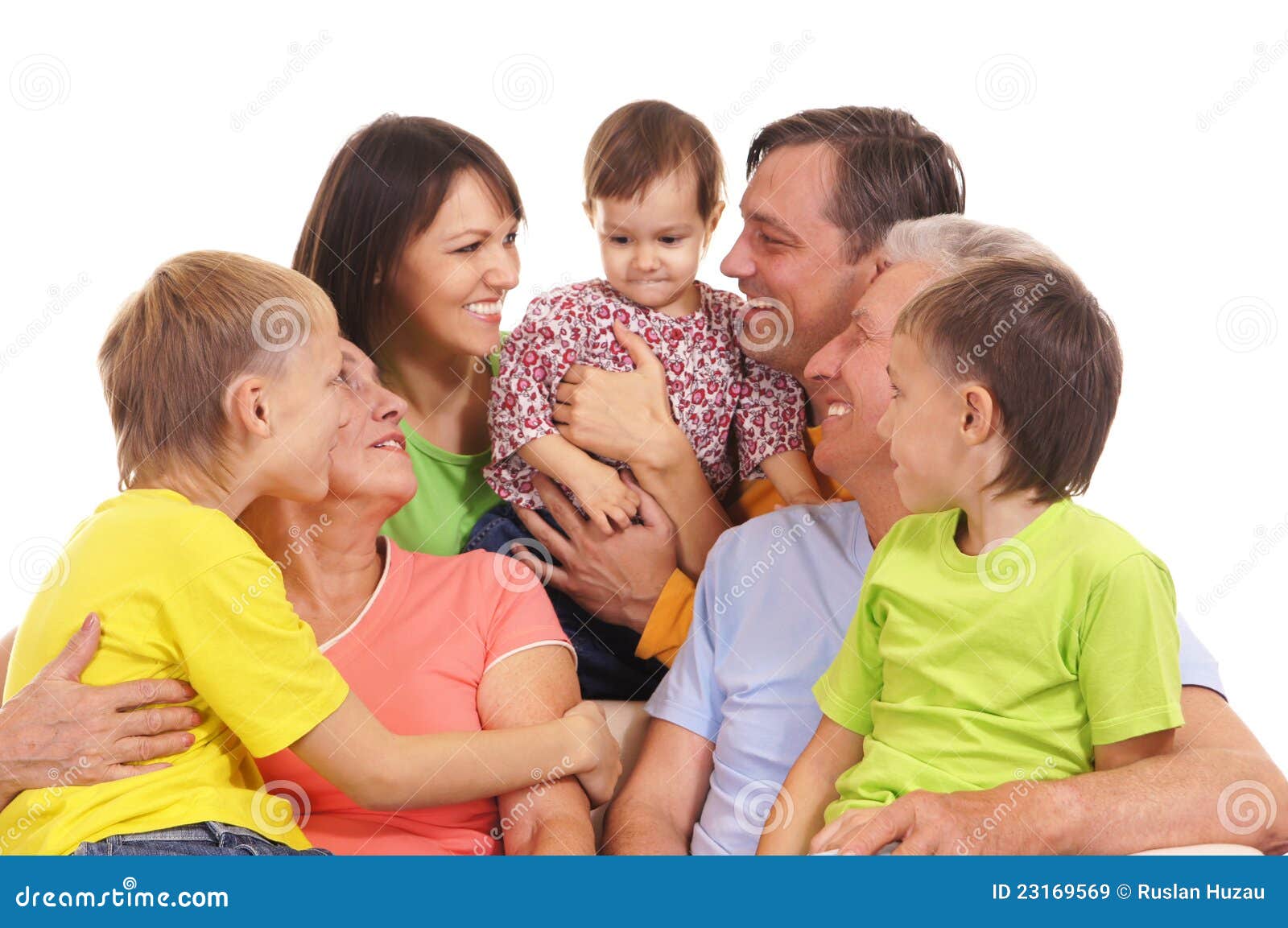 Family sitting portrait stock image. Image of grandchildren - 23169569