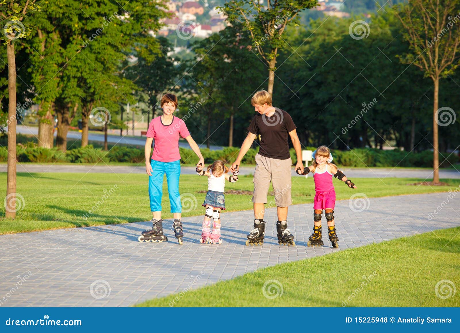 Family skating stock photo. Image of elbow, cheerful - 15225948