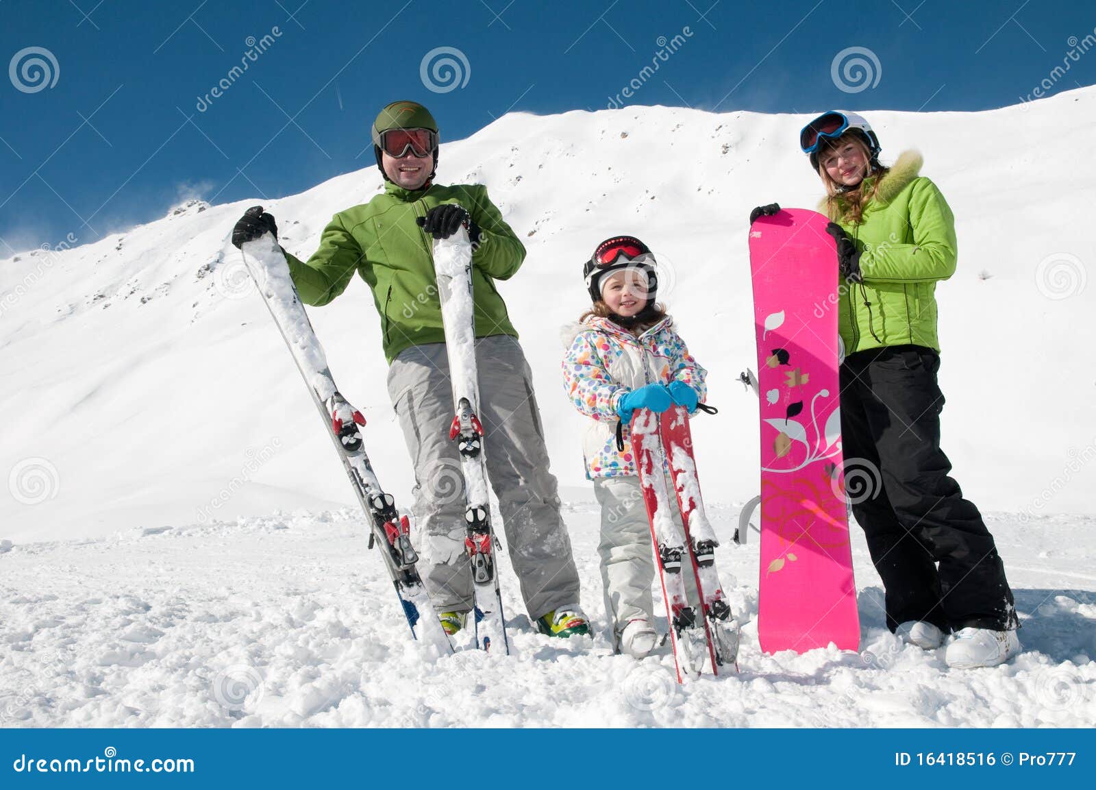 Family in ski resort stock photo. Image of girl, caucasian - 16418516