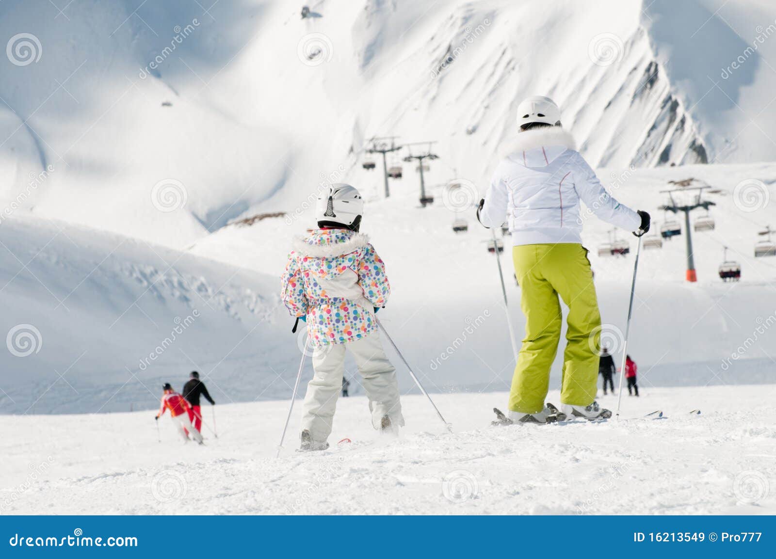 Family skiing stock image. Image of skier, summit, mother - 16213549