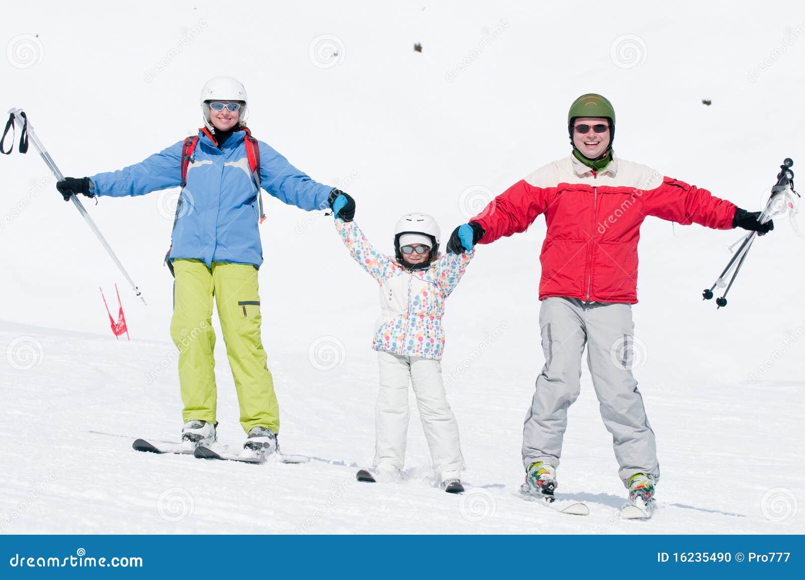 Family skiing stock photo. Image of practicing, italy - 16235490