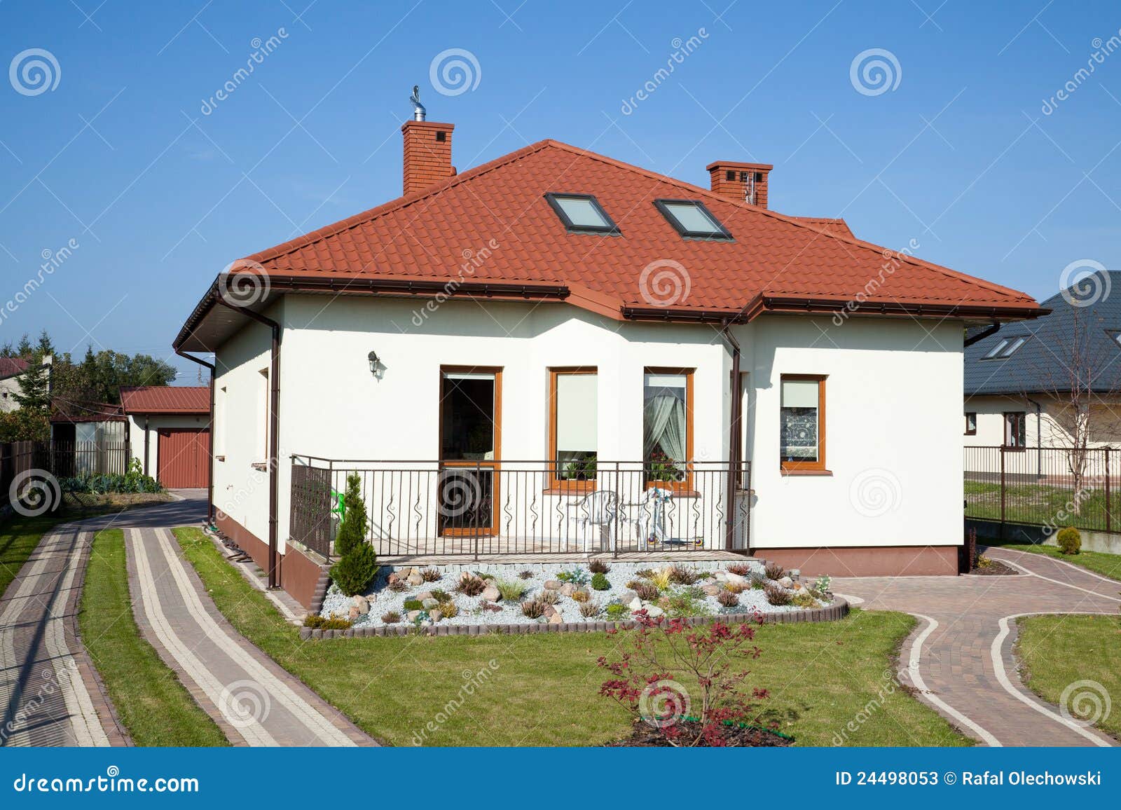 Family Small House in White Color Stock Image - Image of exterior, real ...