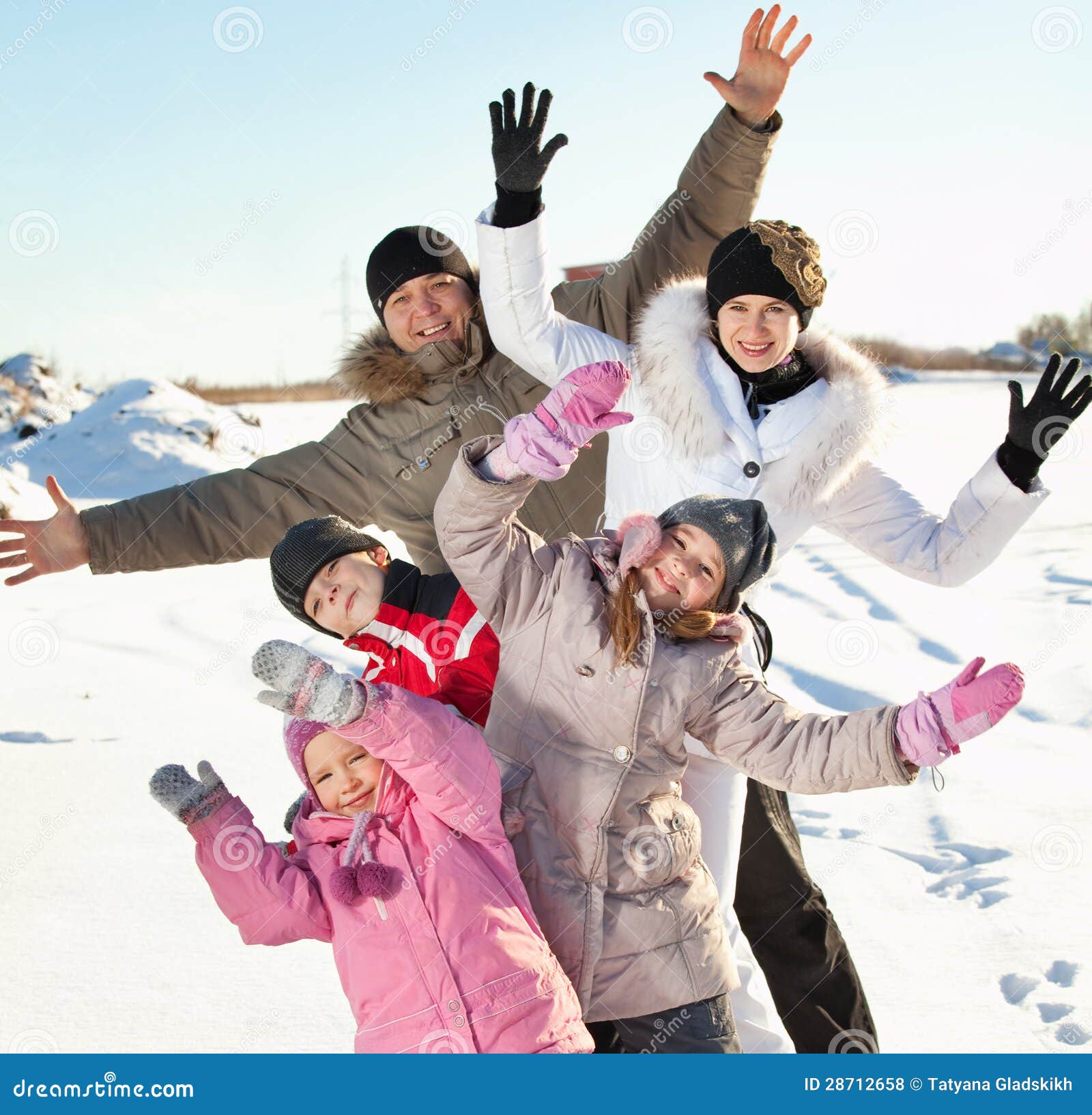 Family in snow stock photo. Image of happy, daughter - 28712658